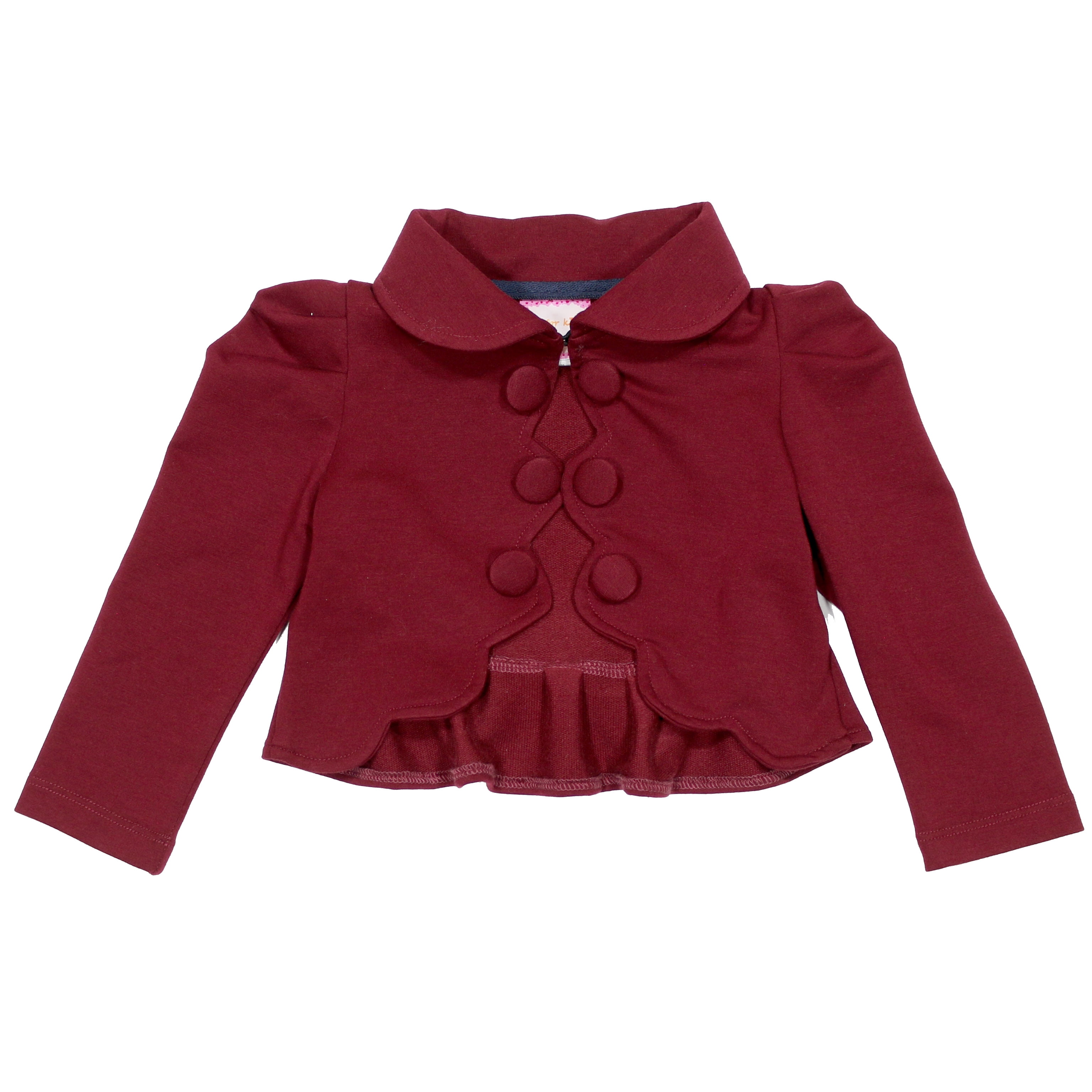 Toddlers and Girls French Terry Knit Zuri Scalloped Trim Crop-Jacket in ...