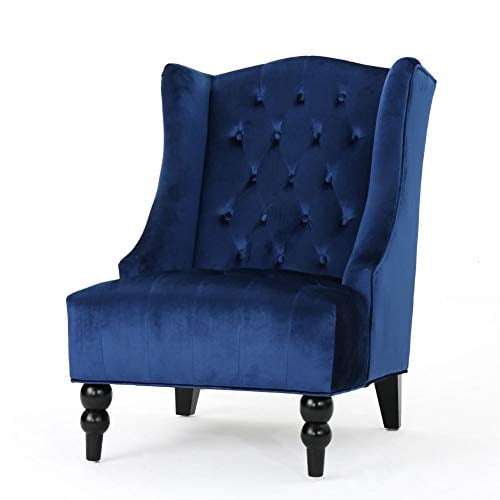 Toddman High-Back Velvet Club Chair, Navy Blue - Walmart.com
