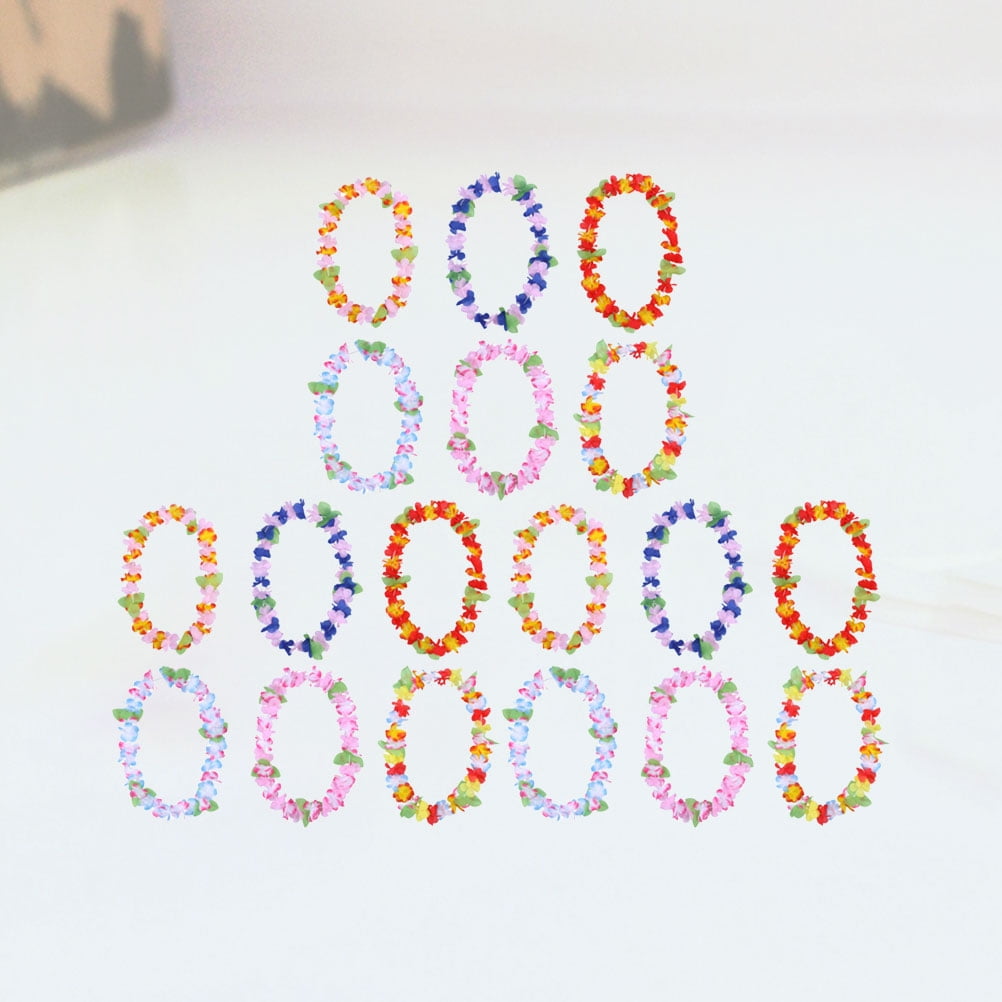 Toddmomy 18Pcs Tropical Flower Lei Assorted Color Cloth Dancing Party ...