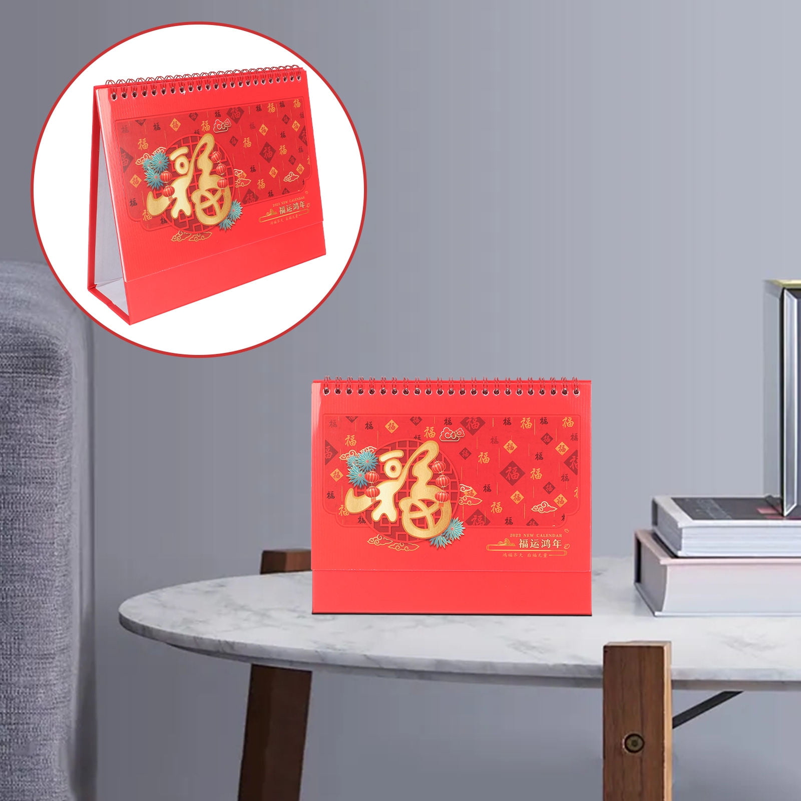 Toddmomy Chinese Style Calendar Red Work Tracking 1Set 8.3x5.5in ...