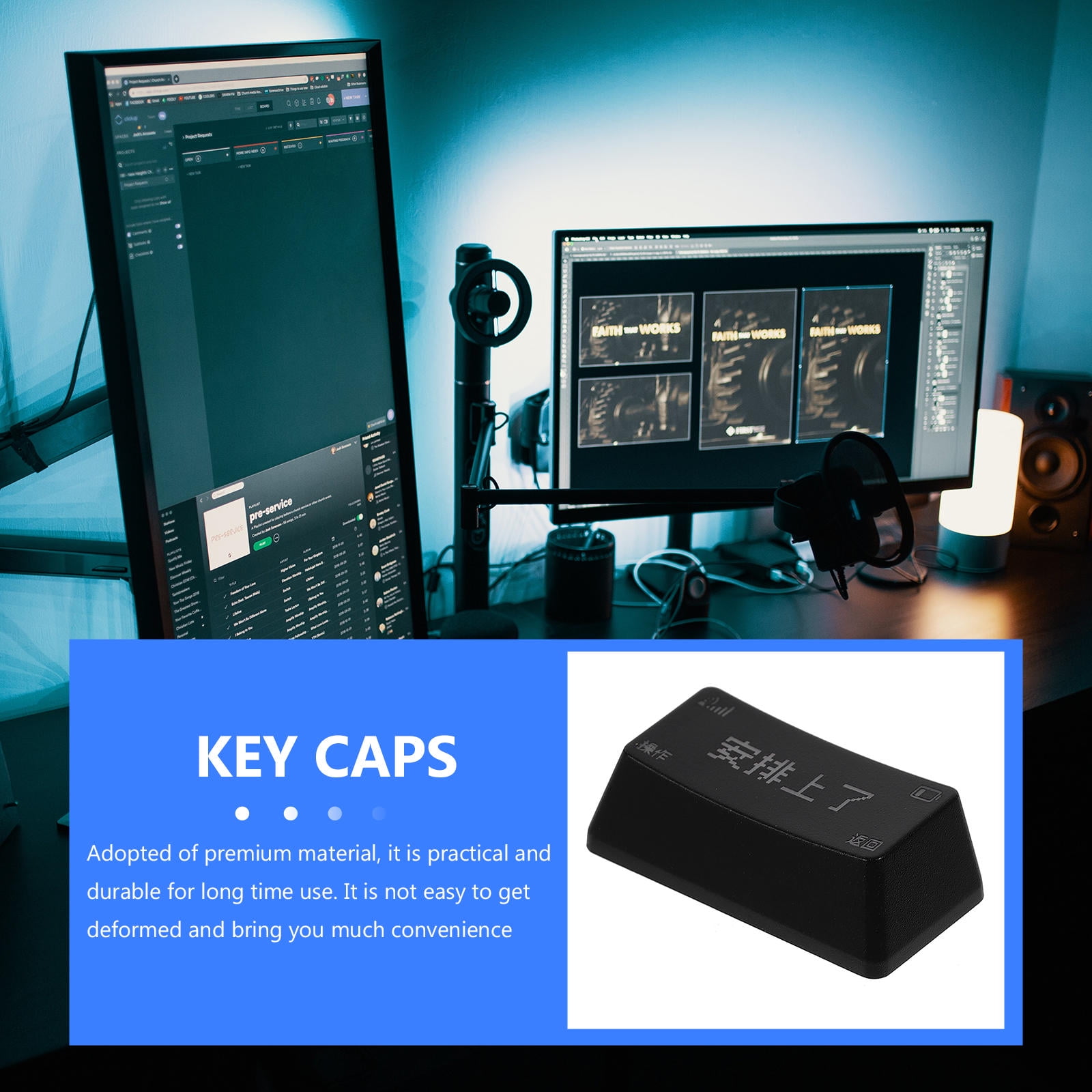 Toddmomy 1Pack Mechanical Keyboard Keycap Black ABS for Backlit ...