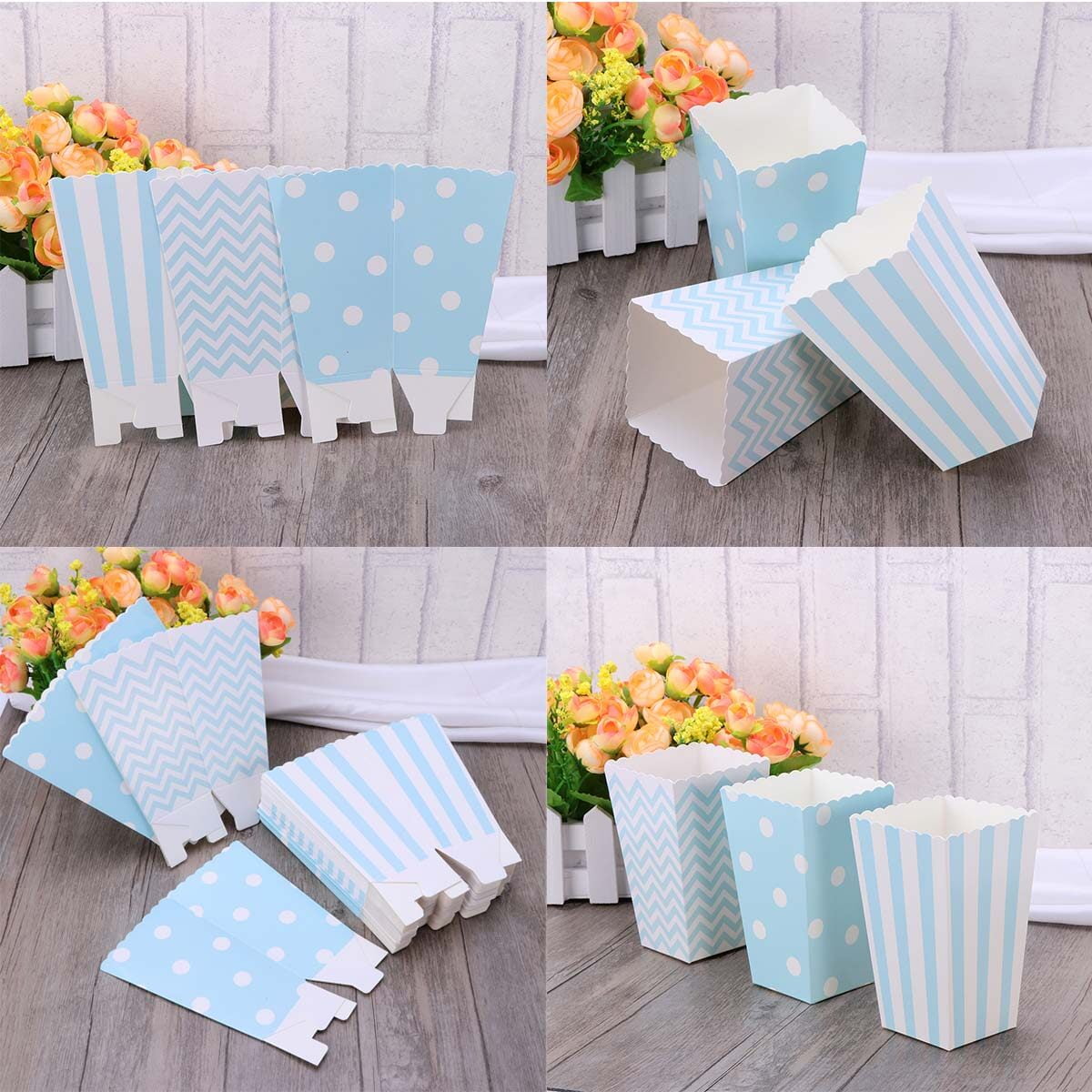 Toddmomy 30Set Paper Popcorn Cartons Square Printed Design for Birthday ...