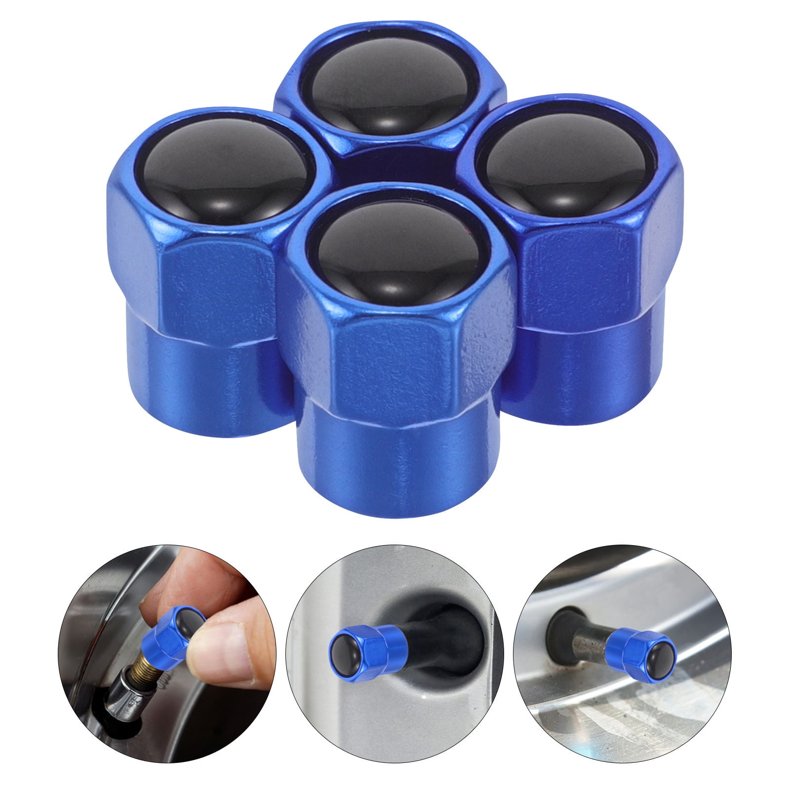 Toddmomy Tire Stem Valve Caps Blue Aluminum Alloy 4 Pcs - Walmart.com