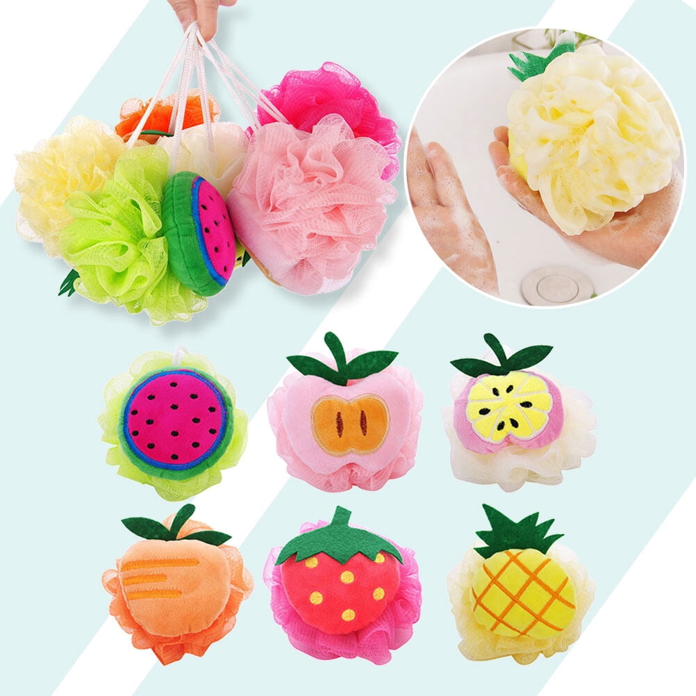 Toddmomy 4Pcs Fruit Shaped Bath Ball Plush Nylon Mesh Design Shower ...