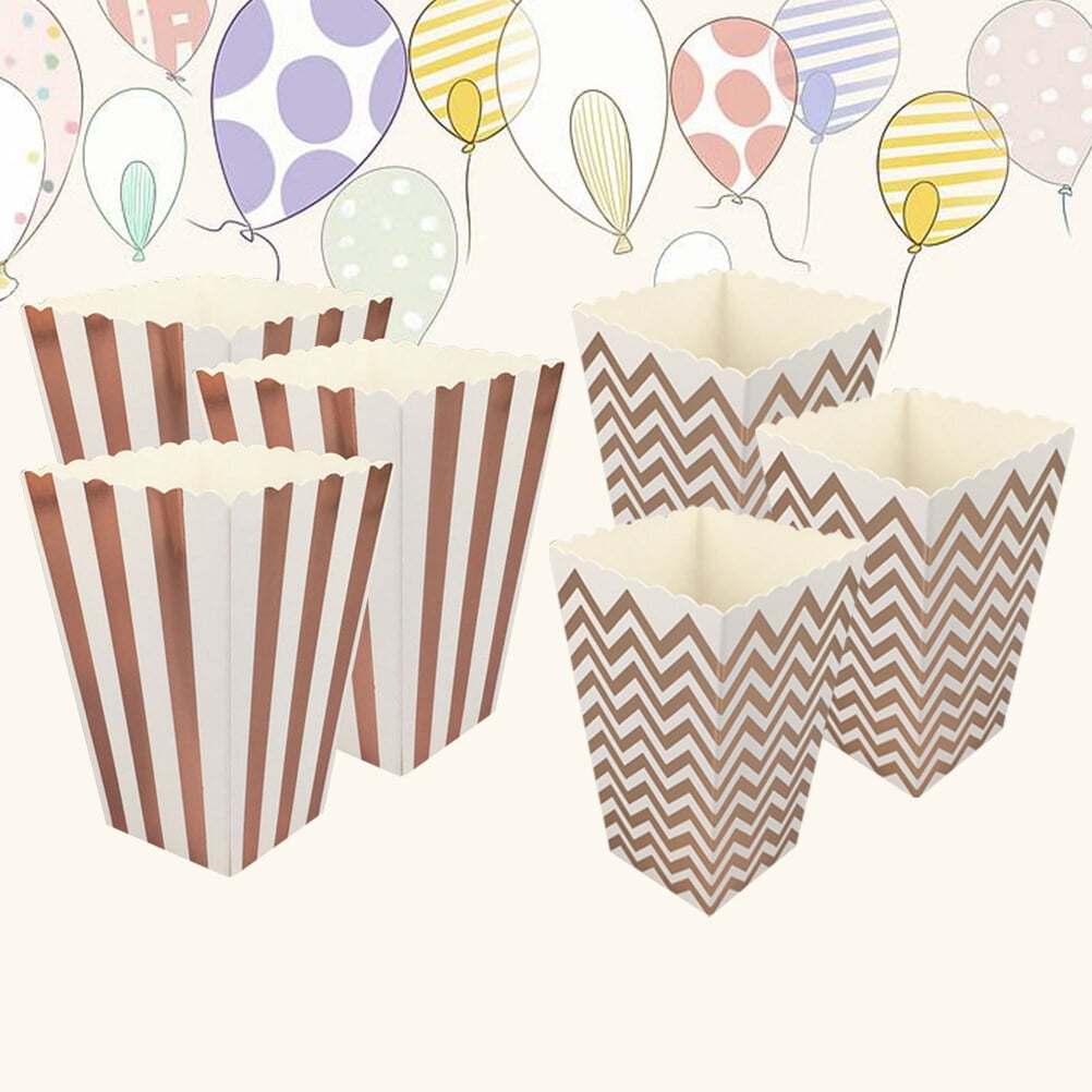 Toddmomy 50Pcs Foldable Popcorn Containers Rose Gold Thread Rectangular ...
