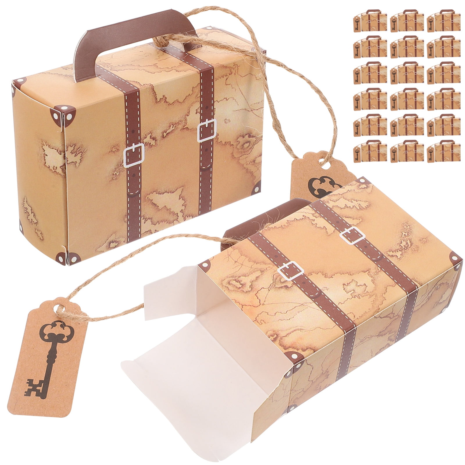 Toddmomy 50Pcs Mini Suitcase Candy Box White Cardboard Creative Packing ...