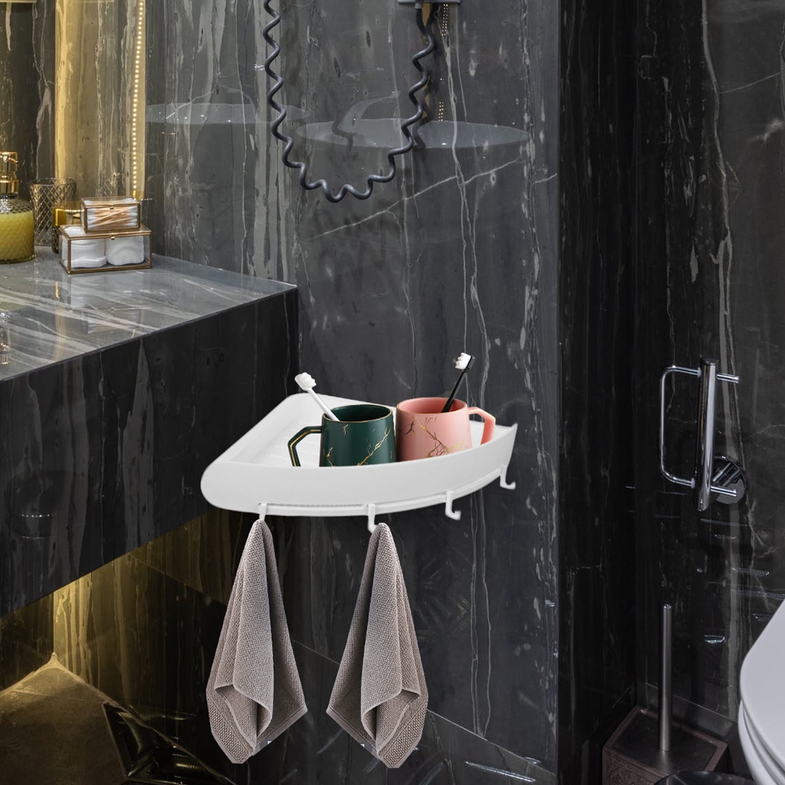 Toddmomy Bathroom Corner Shelves Wall Mounted 1 Set White 11.8X7.9X1 ...