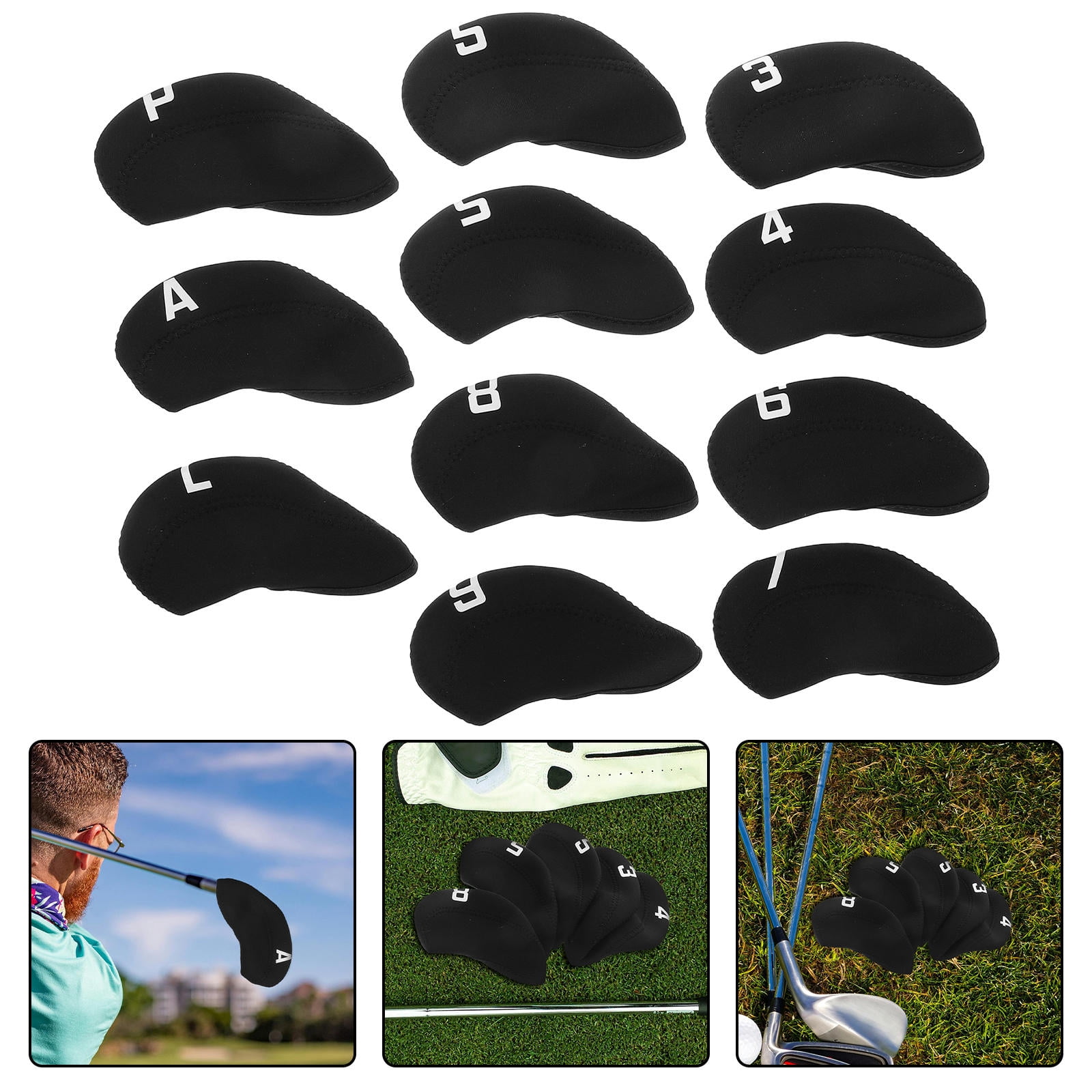 Toddmomy Golf Covers Neoprene 11Pack Black for Golf Clubs Enhanced 5 ...