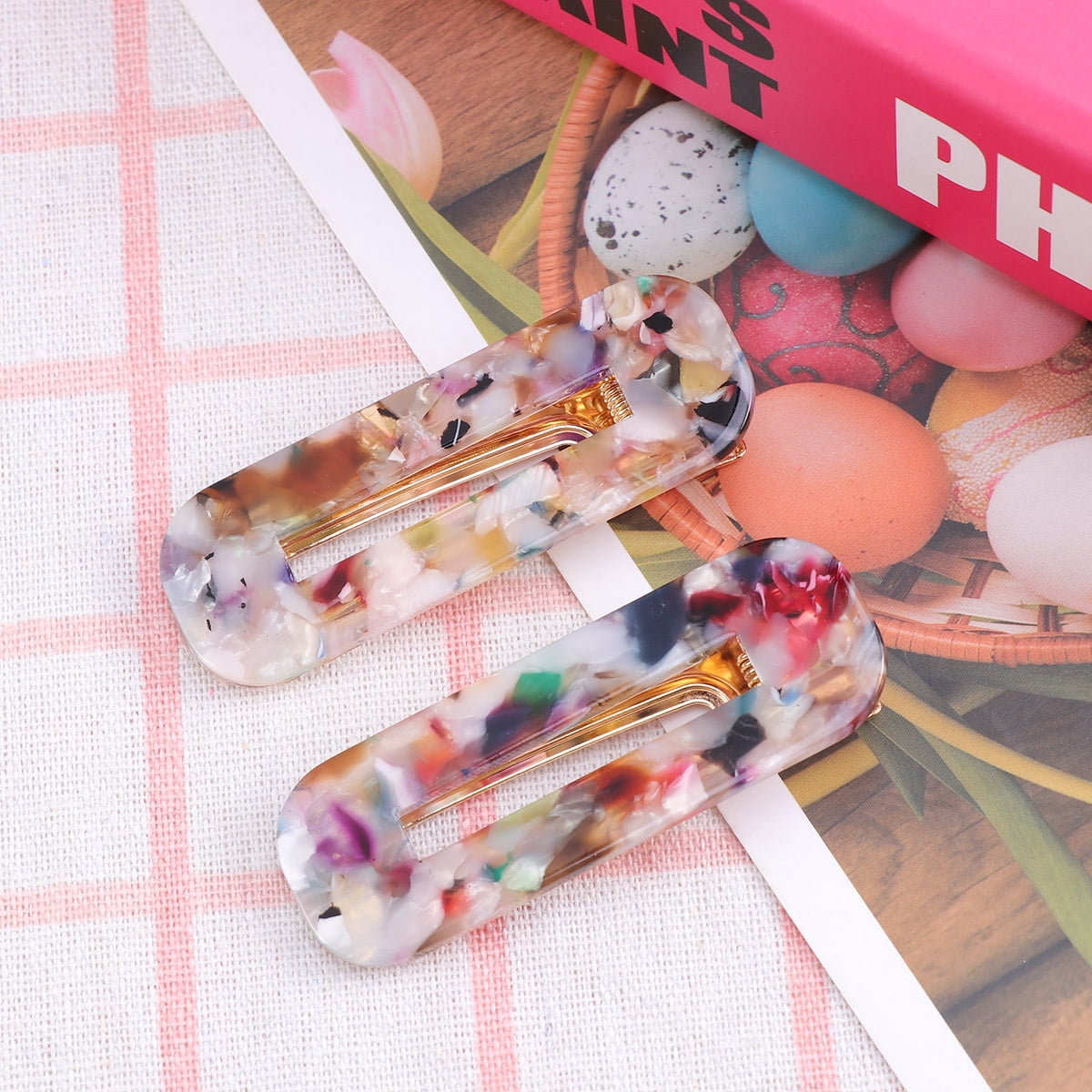 Toddmomy Multi Color Plastic Hair Clips with Leopard and Square Design ...