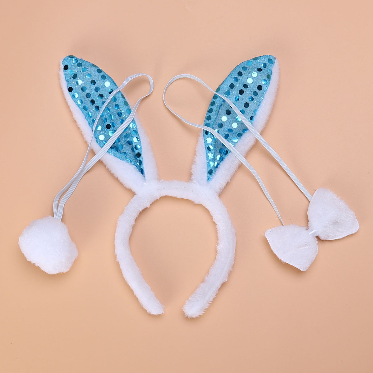 Toddmomy Rabbit Ear Tail Tie Set for Girls Carnival Headband 3Pcs ...