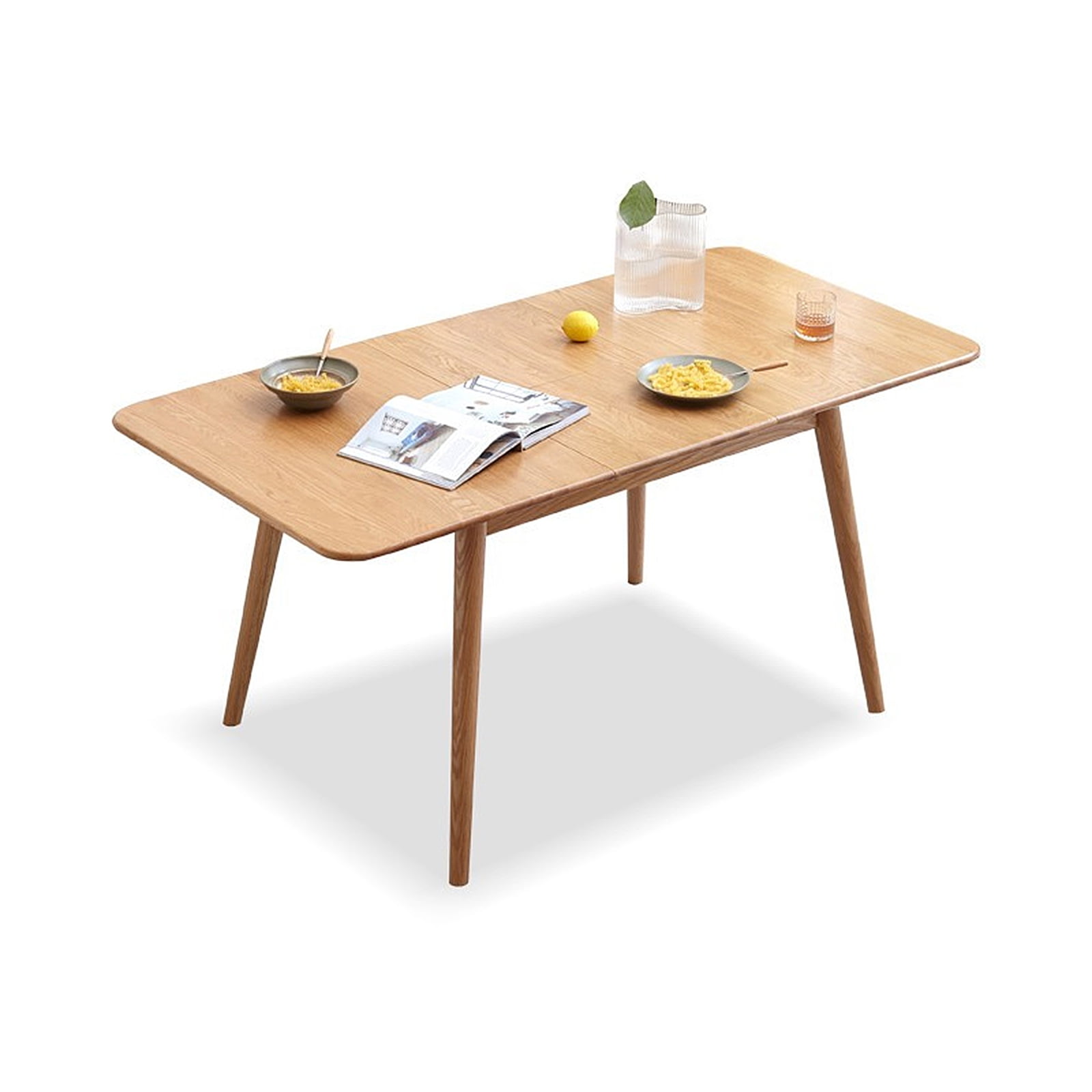 Toderoy 100% Solid Oak Wood Desk, Dining Table with Extendable Table ...