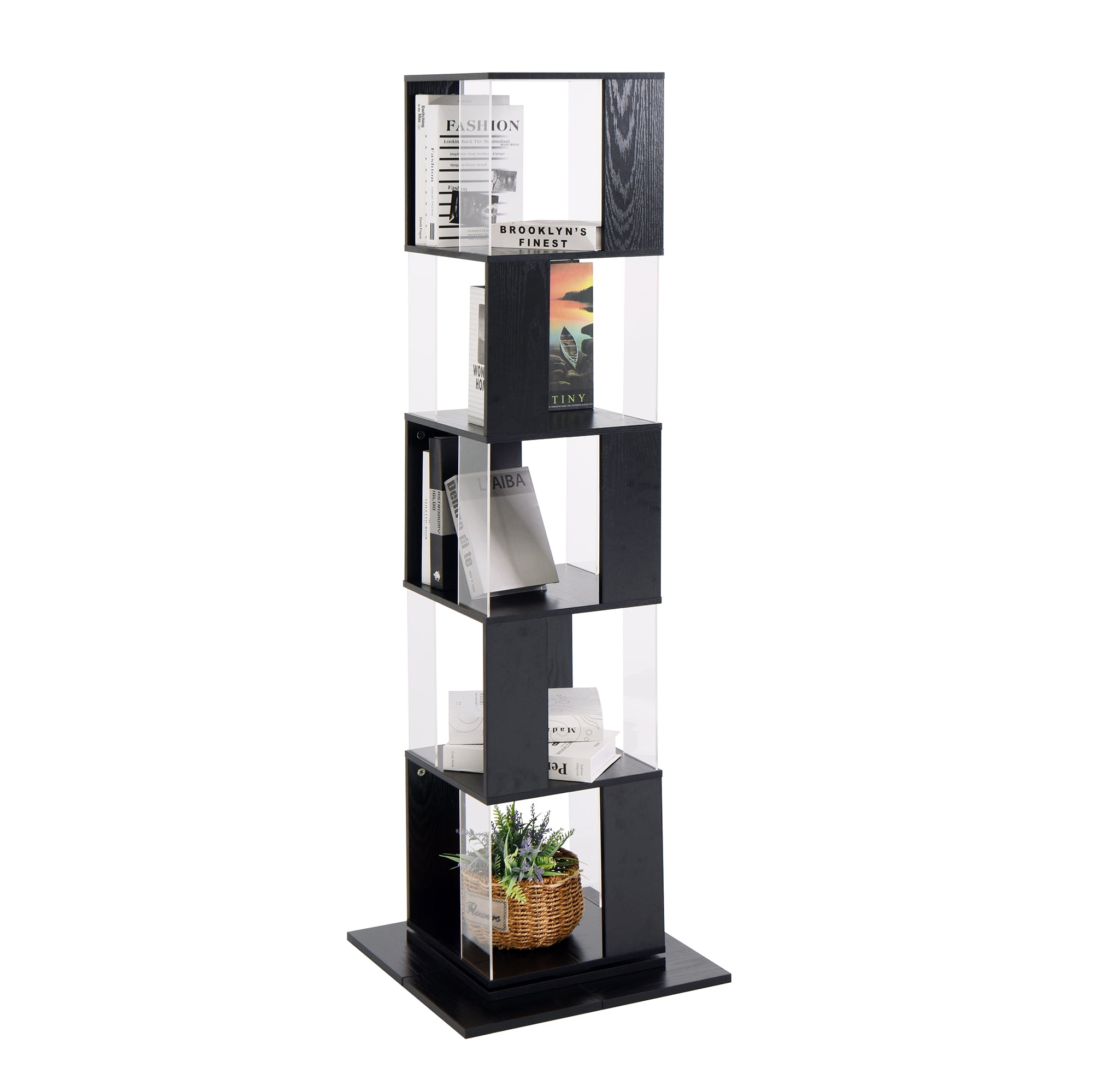 Toderoy Floor Standing Rotating Bookcase, Office Bookshelf with Storage ...