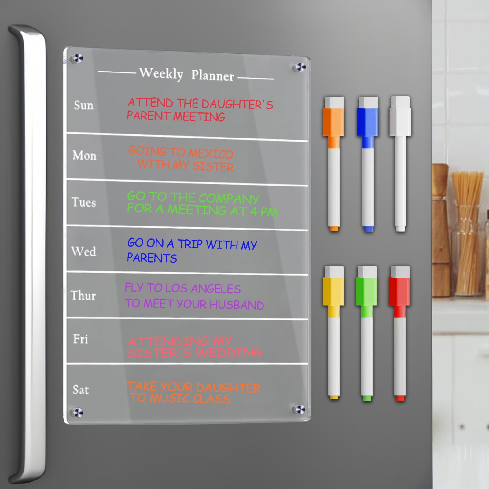 Todkoding 8"x12" Clear Weekly Meal Planner Magnetic Acrylic Board ...