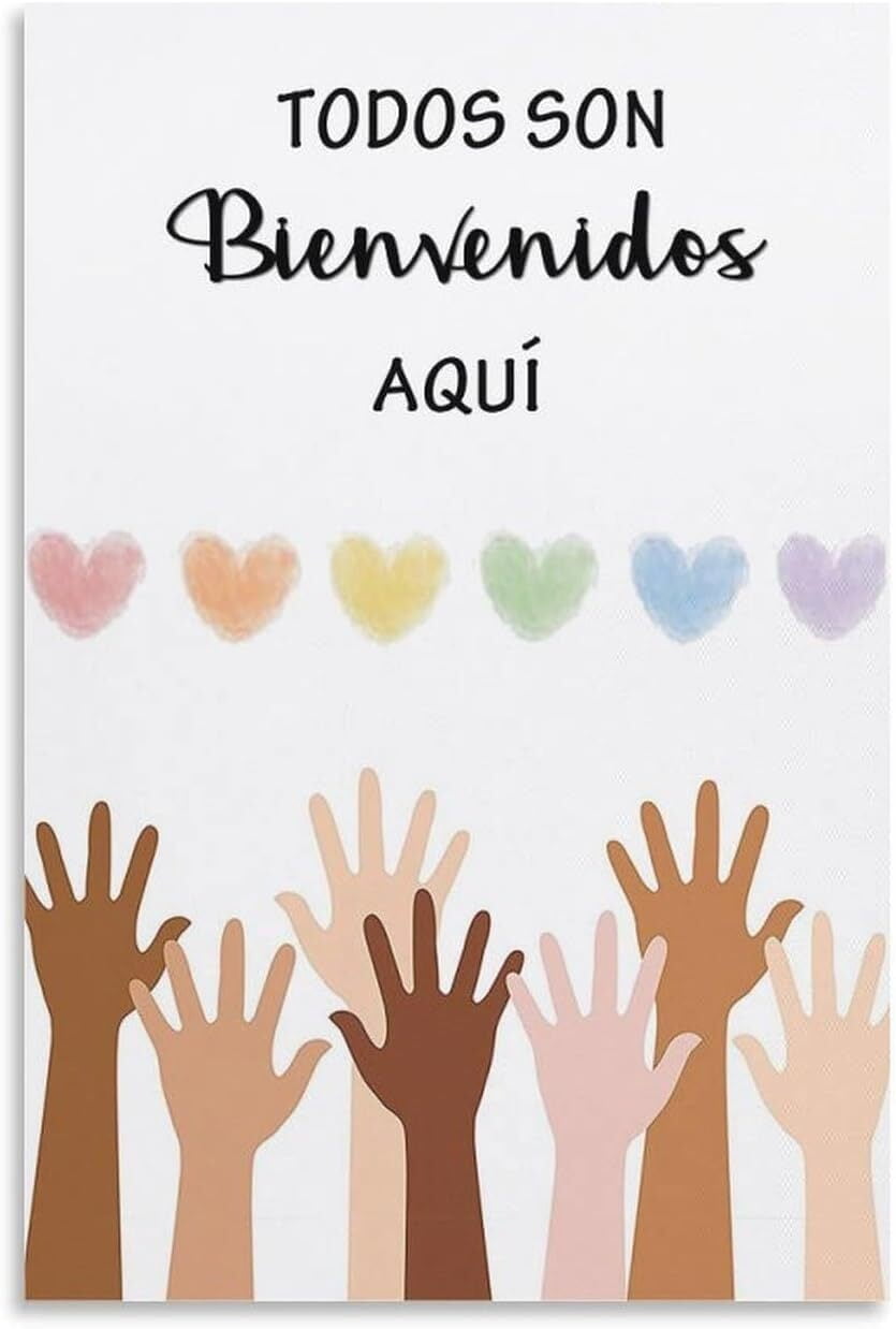 Todos Son Bienvenidos Aquí Print, Spanish Teacher Classroom Educational ...