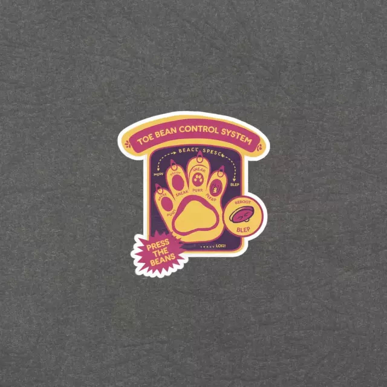 Toe Bean Control System Sticker For Cat Lovers - Cute Paw Anatomy Decalphone Decal Water Bottle ...