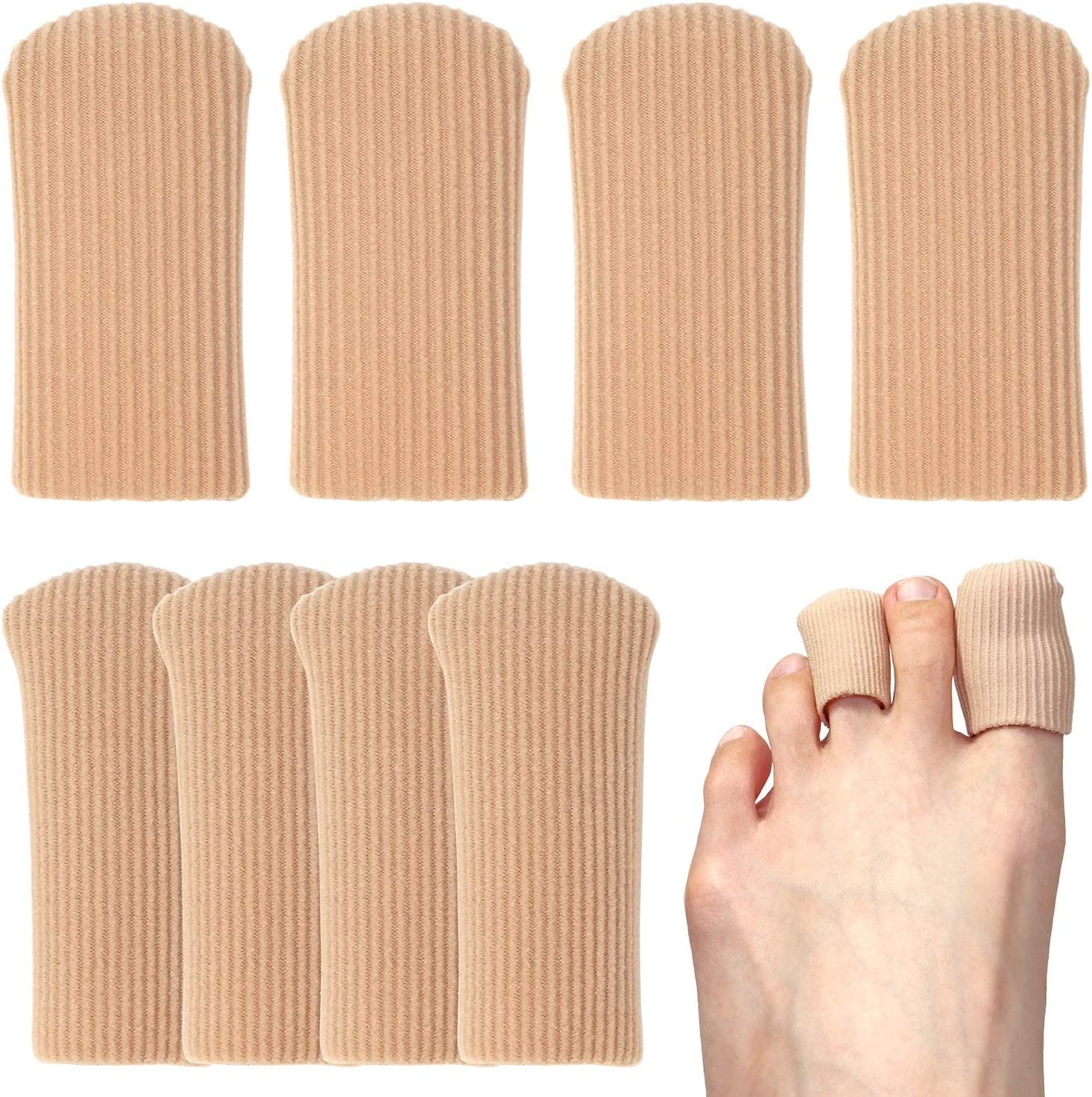 Toe Caps Closed Toe & Finger Fabric Sleeve Protectors with Gel Lining ...