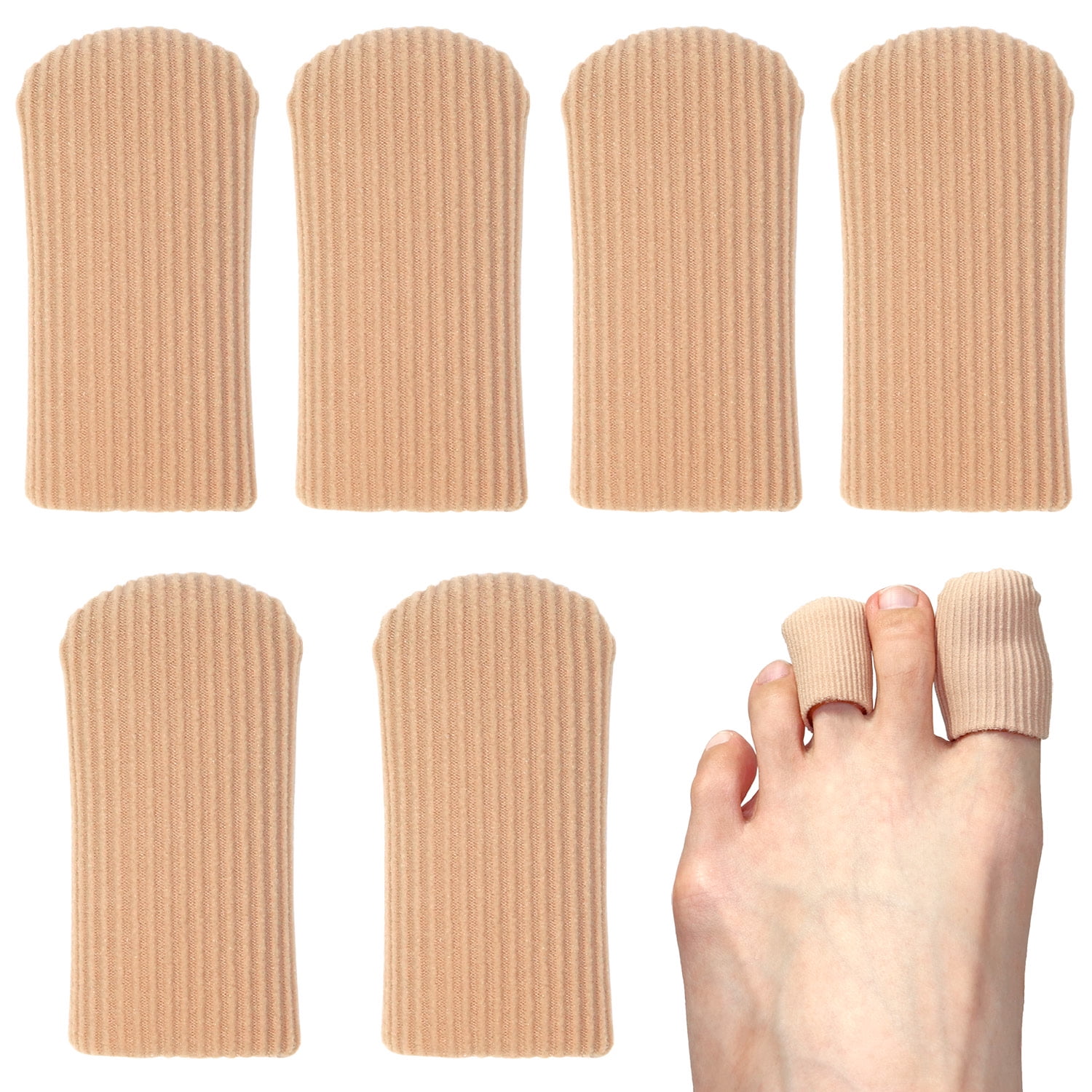 Toe Caps Closed Toe & Finger Fabric Sleeve Protectors with Gel Lining ...