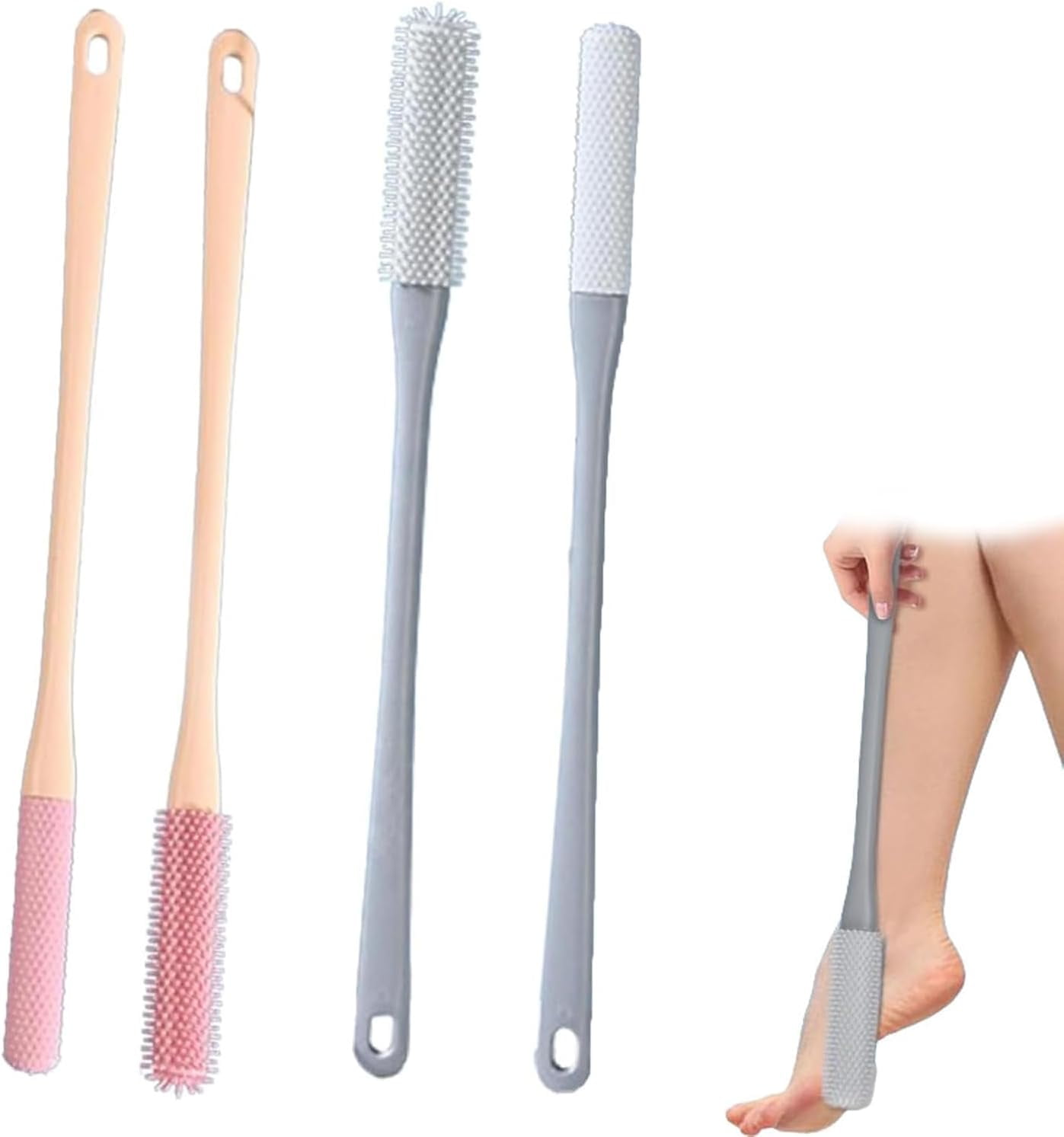Toe Cleaning Brush Foot Scrubber in Shower with Long Handle Silicone ...