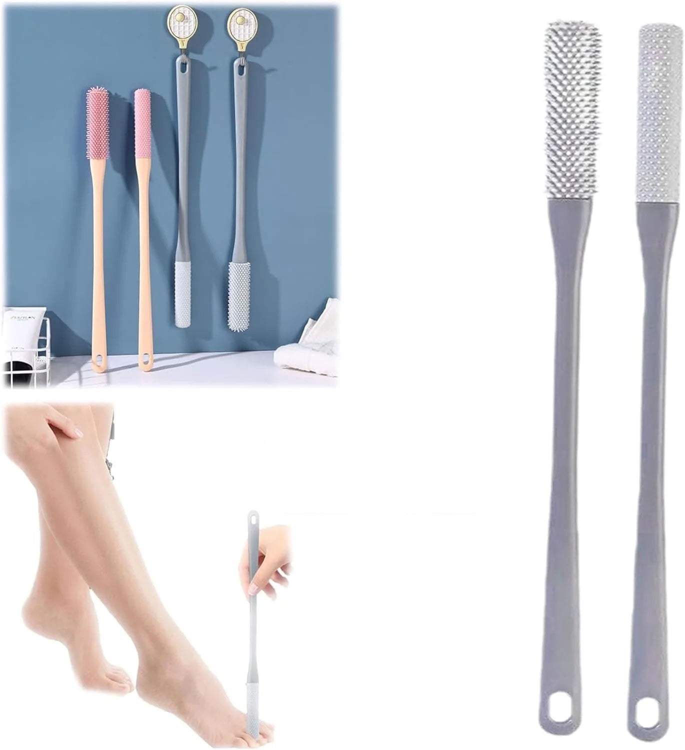 Toe Gap Cleaning Brush, Ergonomic Long Handled Foot Scrubber, Soft and ...