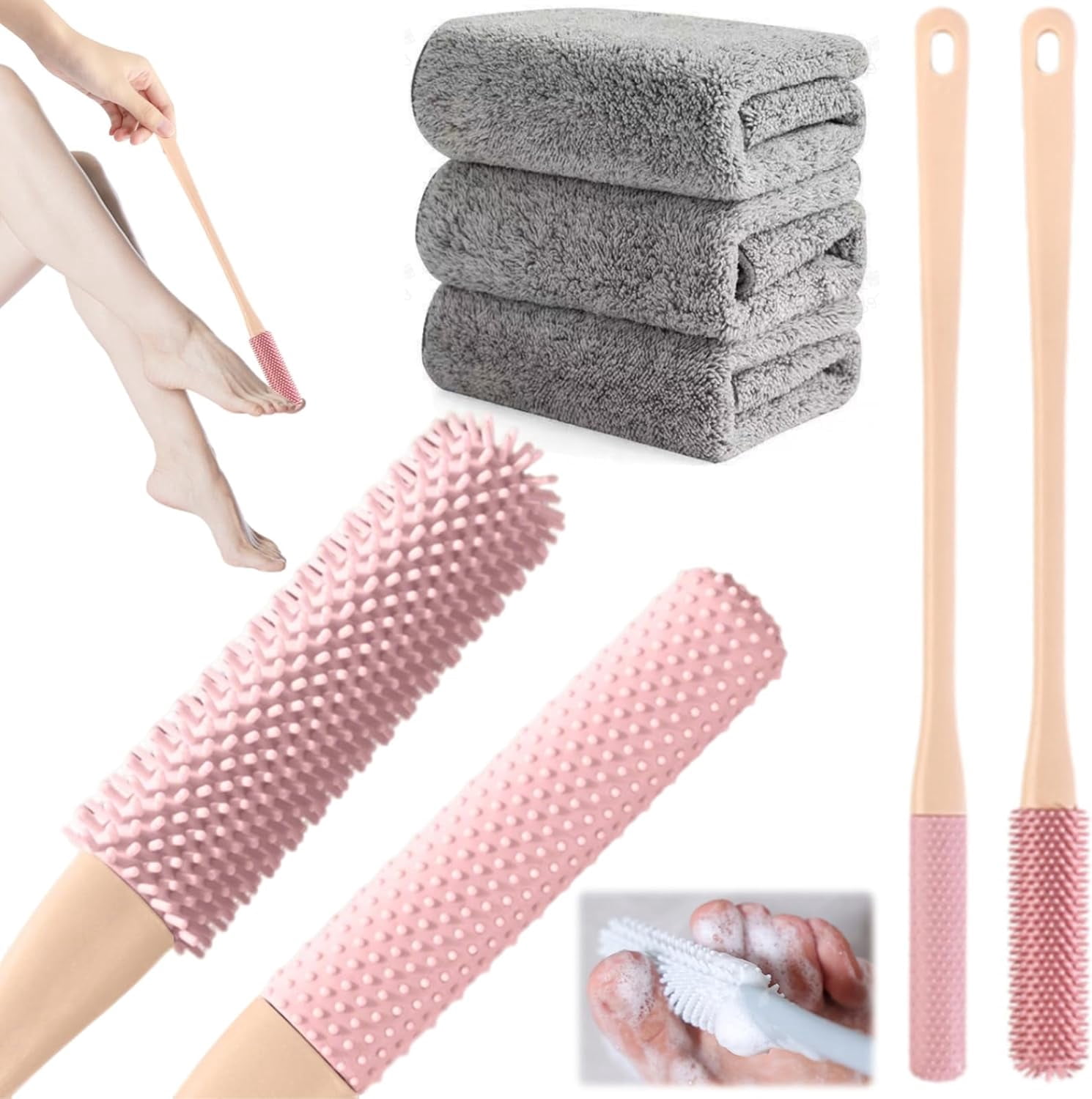 Toe Gap Cleaning Brush with Towel, 2026 Silicone Foot Scrubber with ...