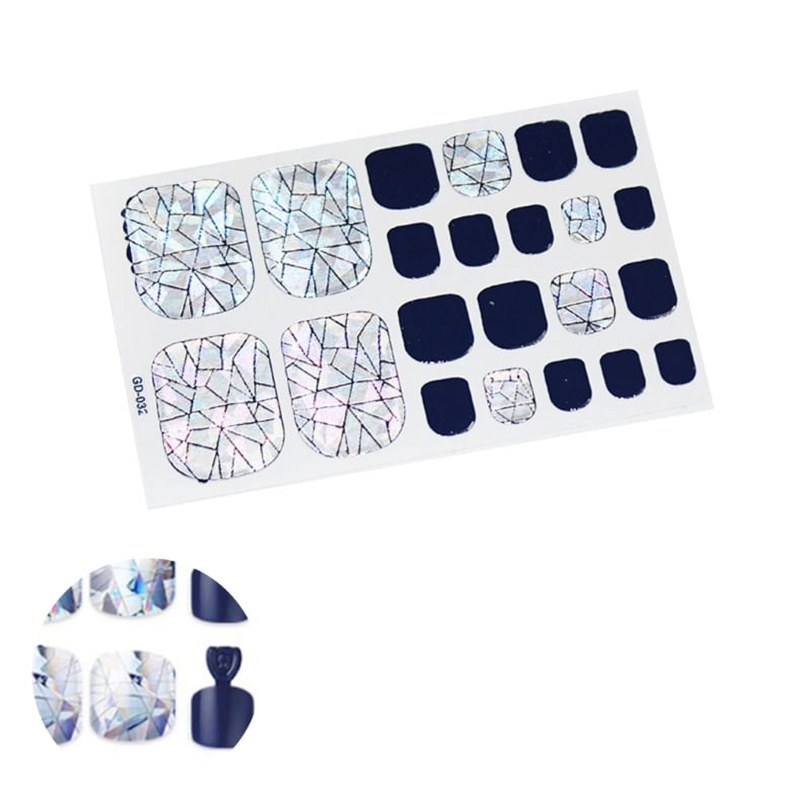 Toe Nail Stickers Full Nail Wraps Toenail Polish Strips Self Adhesive ...