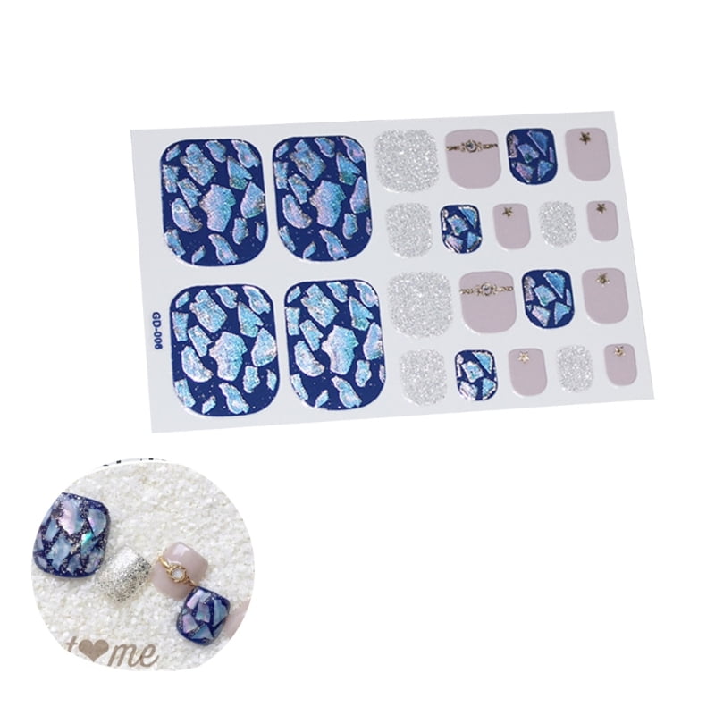 Toe Nail Stickers Full Nail Wraps Toenail Polish Strips Self Adhesive ...