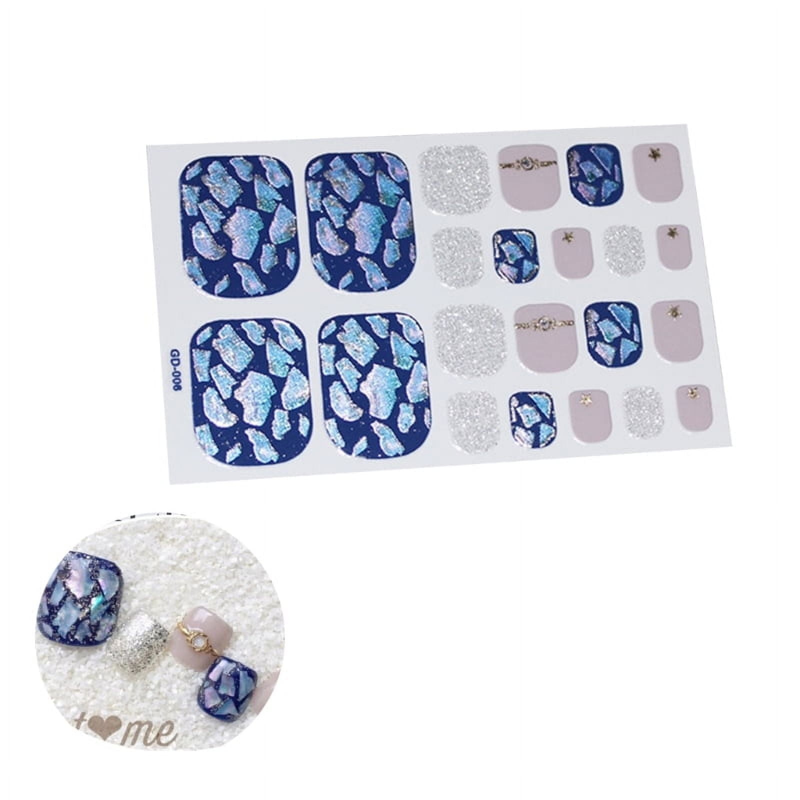 Toe Nail Stickers Full Nail Wraps Toenail Polish Strips Self Adhesive ...