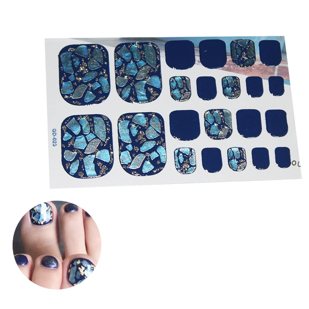 Toe Nail Stickers Full Nail Wraps Toenail Polish Strips Self Adhesive ...