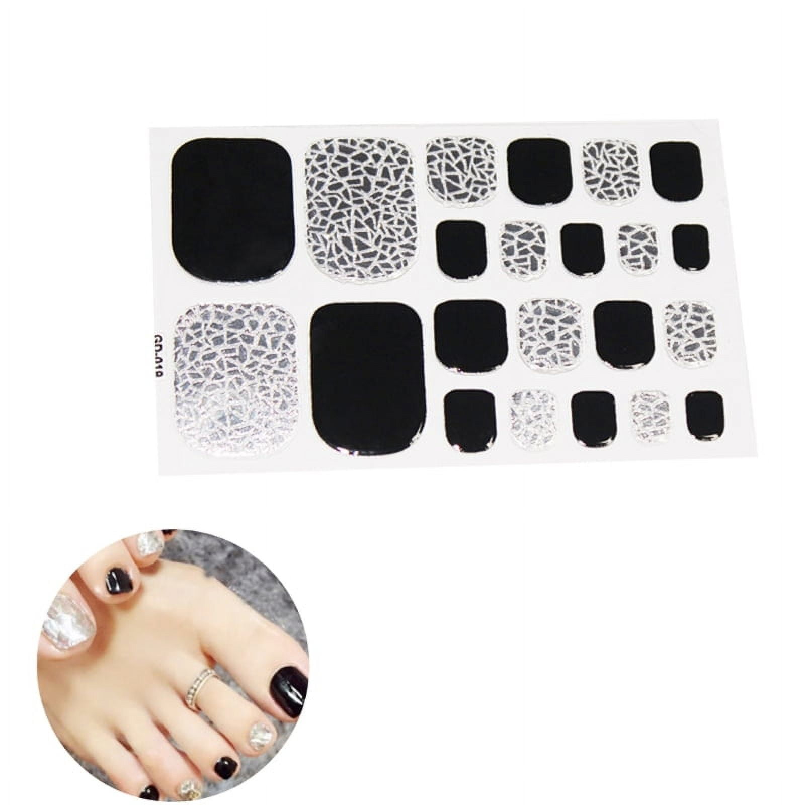 Toe Nail Stickers Full Nail Wraps Toenail Polish Strips Self Adhesive ...