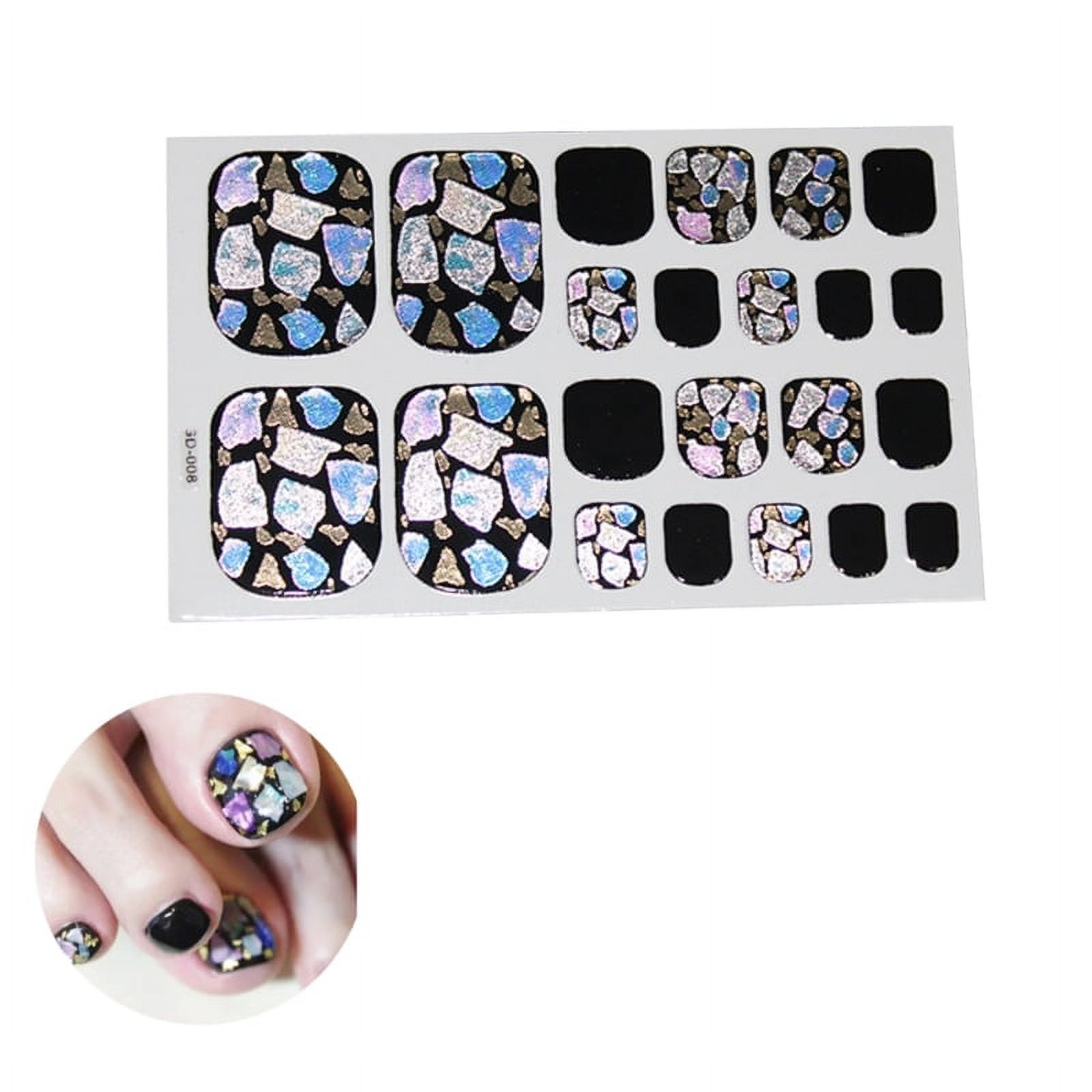 Toe Nail Stickers Full Nail Wraps Toenail Polish Strips Self Adhesive ...
