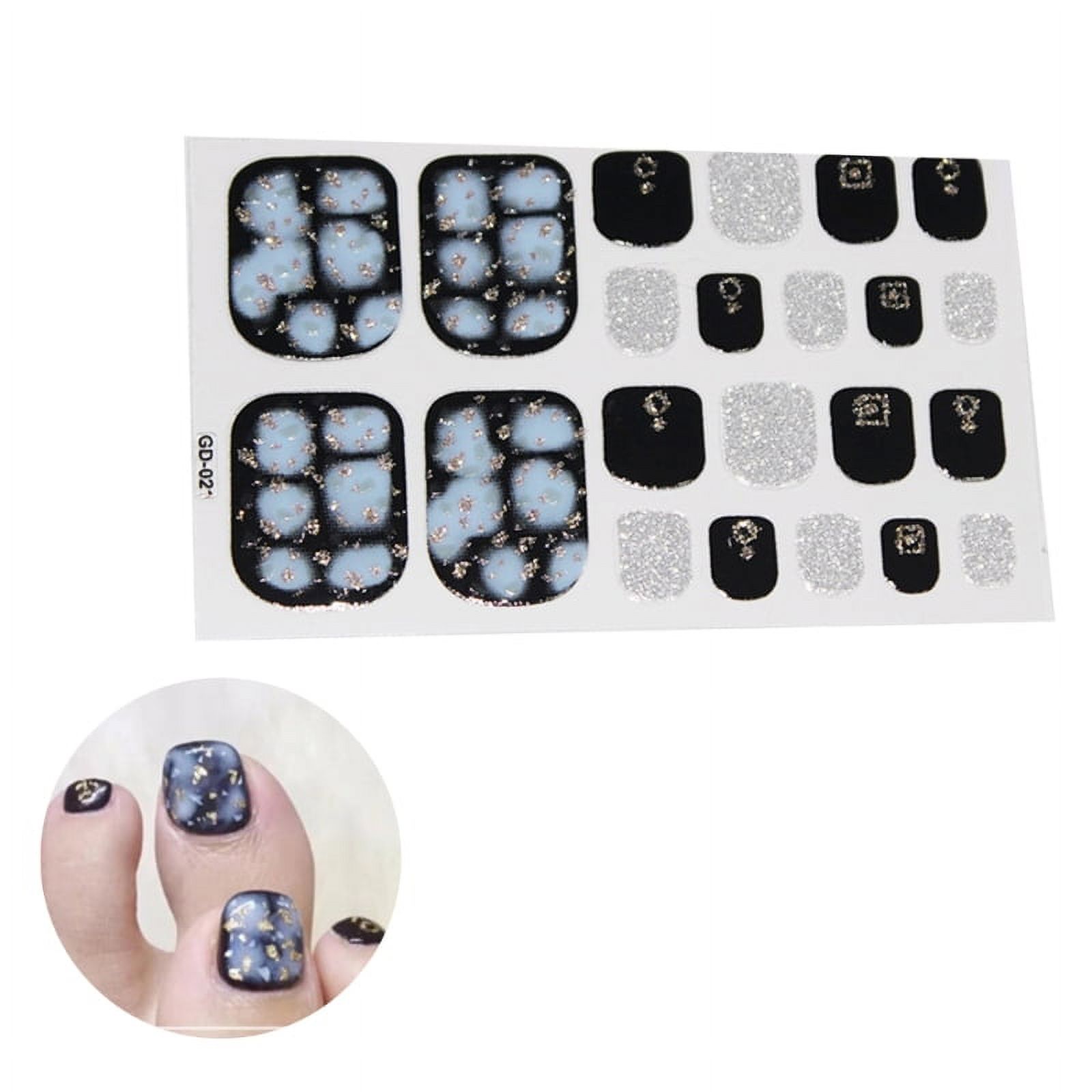 Toe Nail Stickers Full Nail Wraps Toenail Polish Strips Self Adhesive ...