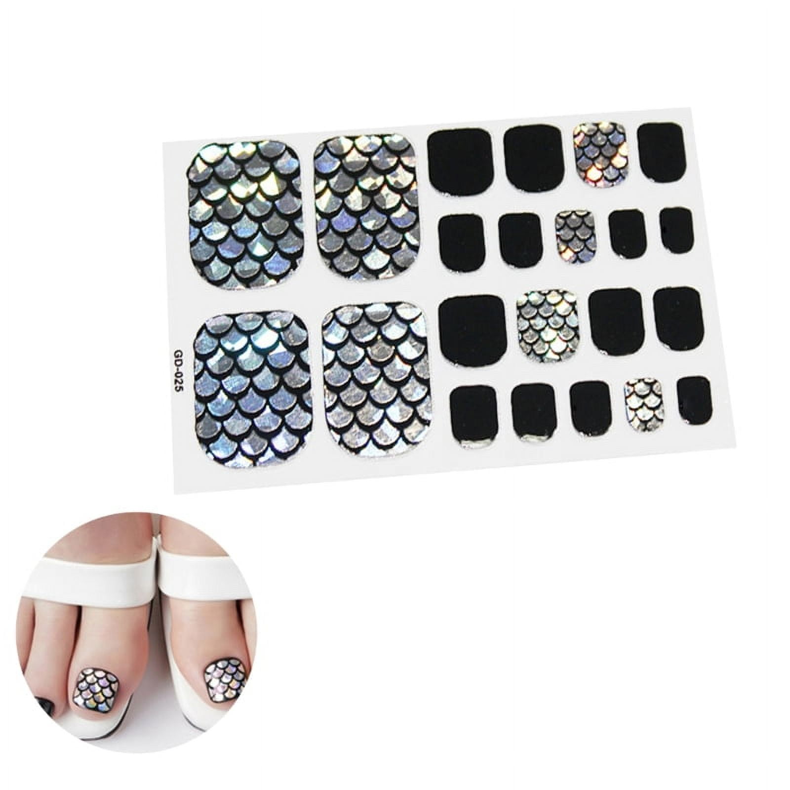 Toe Nail Stickers Full Nail Wraps Toenail Polish Strips Self Adhesive ...