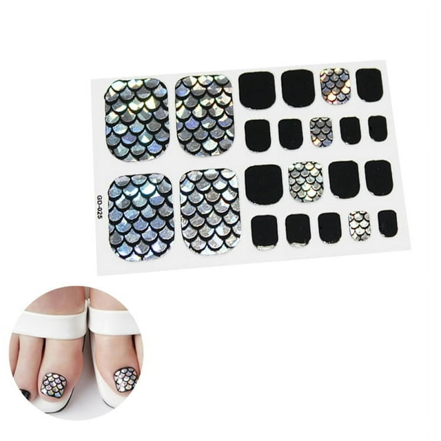 Toe Nail Stickers Full Nail Wraps Toenail Polish Strips Self Adhesive ...