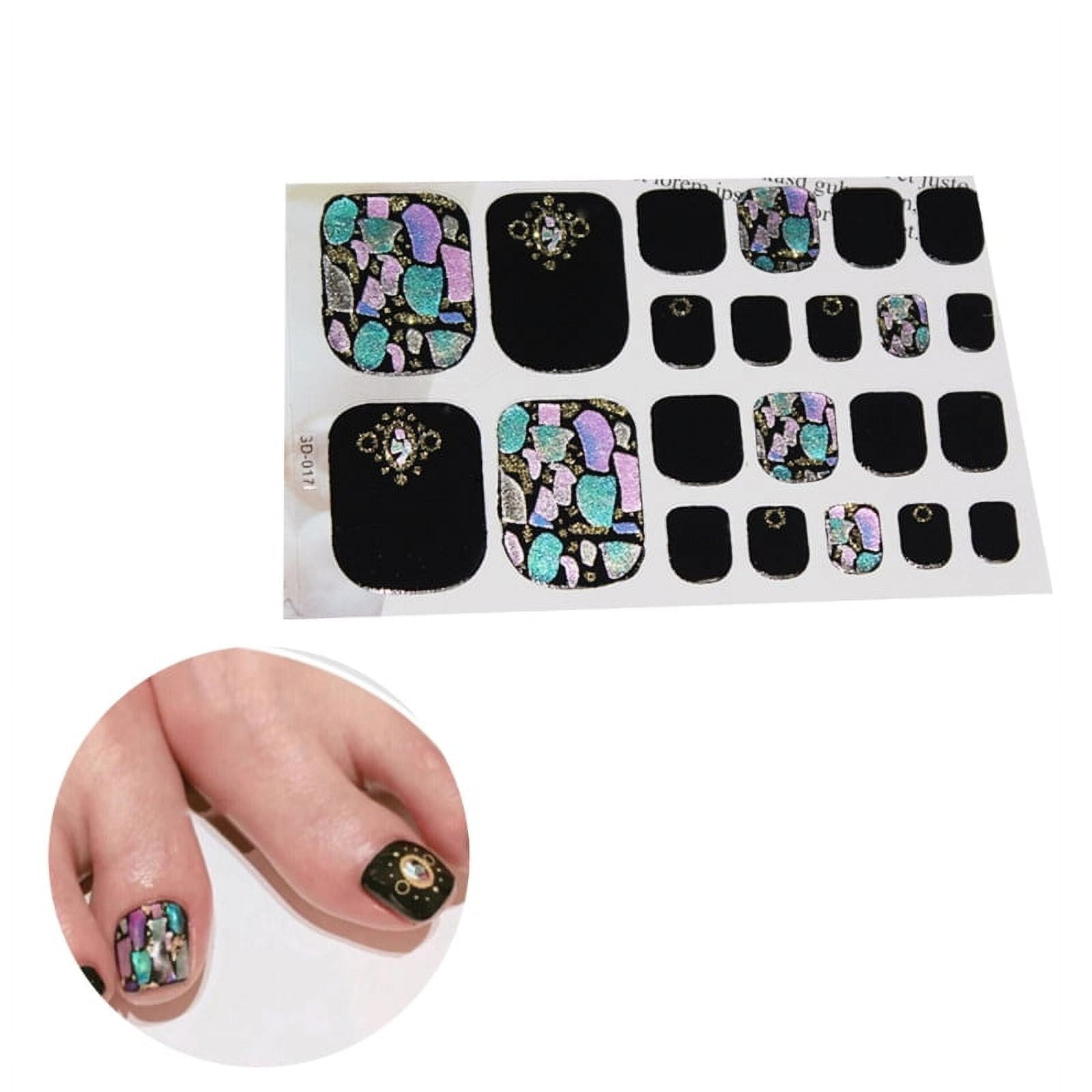 Toe Nail Stickers Full Nail Wraps Toenail Polish Strips Self Adhesive ...