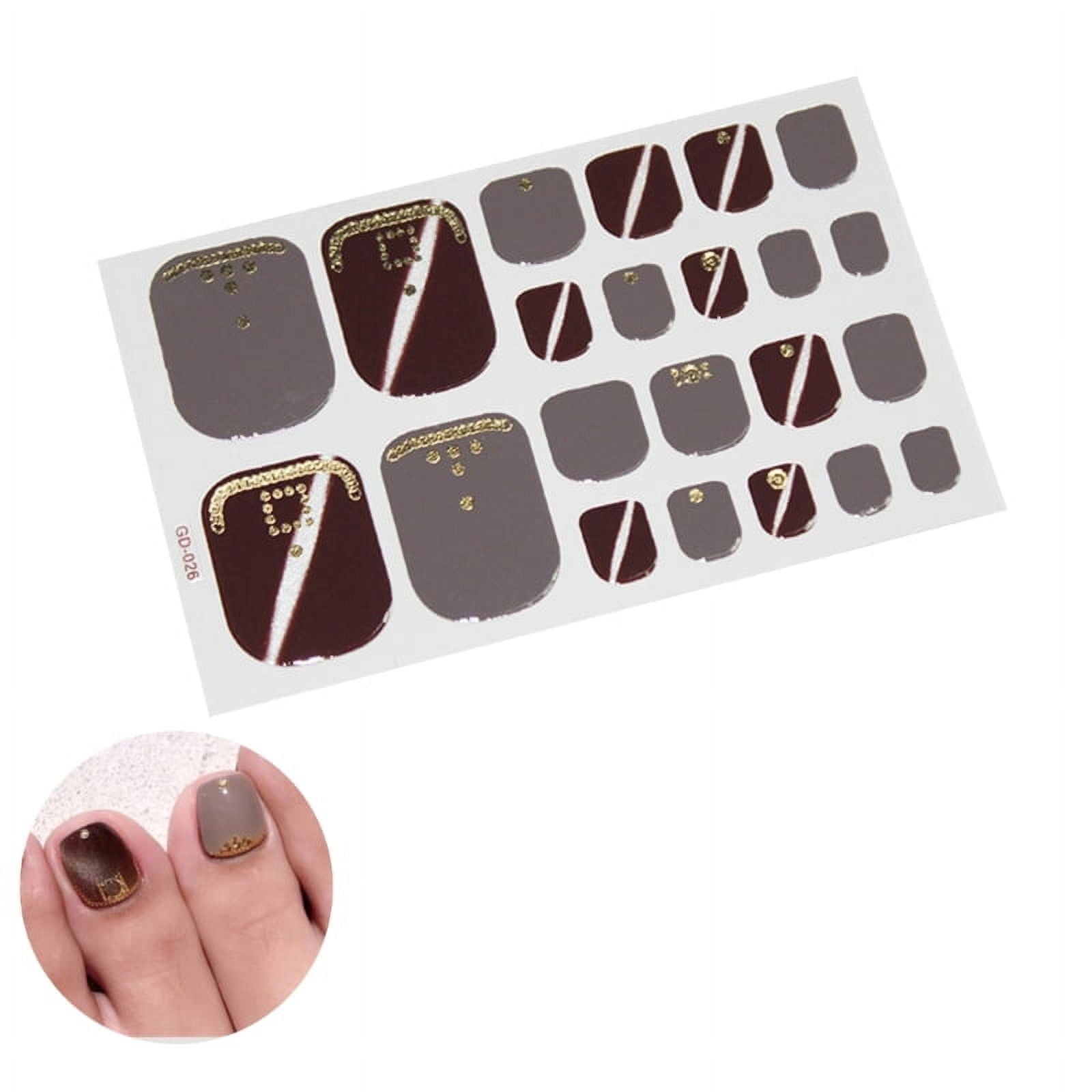 Toe Nail Stickers Full Nail Wraps Toenail Polish Strips Self Adhesive ...