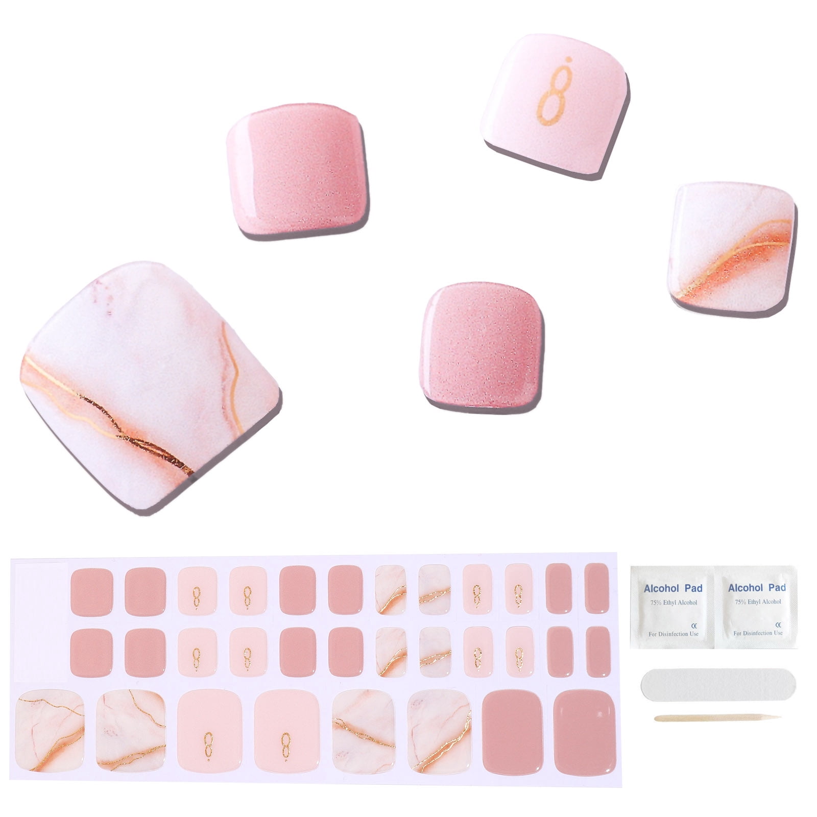 Toe Nail Stickers Nail Decoration Semi-Cure Gel Nail Stickers Toe Nails ...
