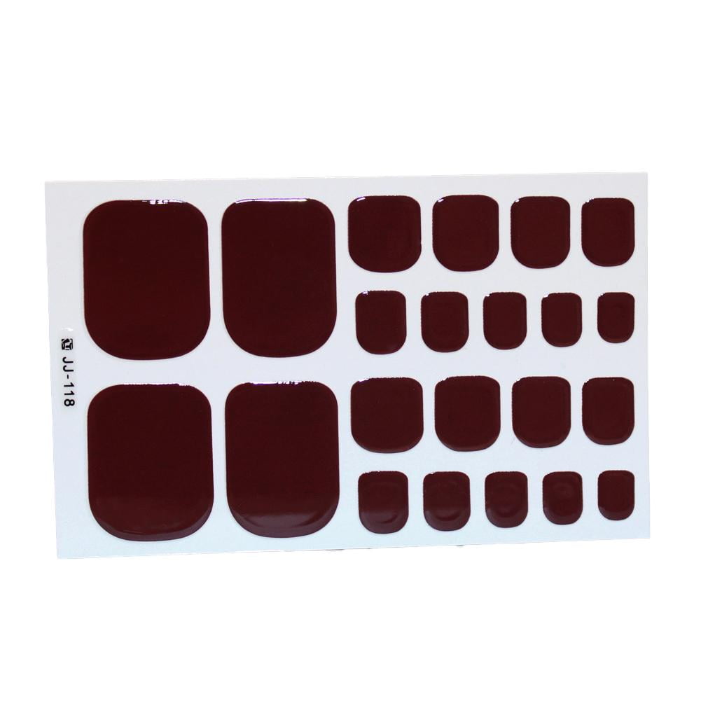 Toe Nail Wraps Art Stickers Self Adhesive Full Cover Tip DIY Pure Color ...