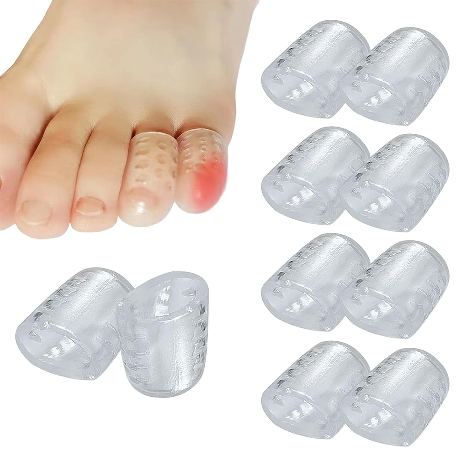 Toe Protector, 10PCS Anti-Friction Silicone Toe Caps Breathable Toe ...