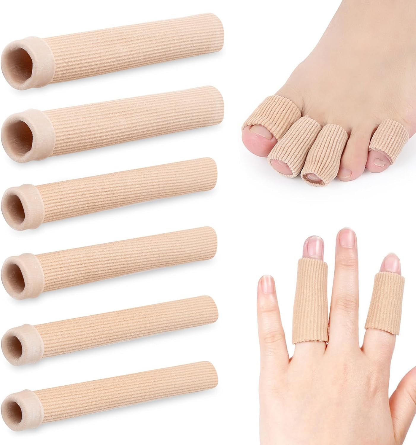 Toe Protector 6 Pcs Cuttable Toe Tubes, 3 Size (S, M, L) Toe Cushions ...