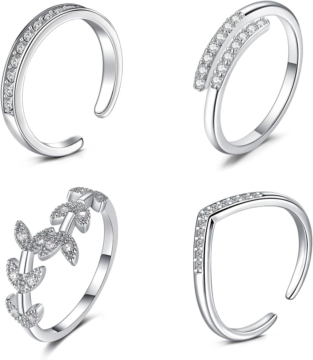 Toe Rings for Women Adjustable Open Toe Rings with Anklet Set Flower ...