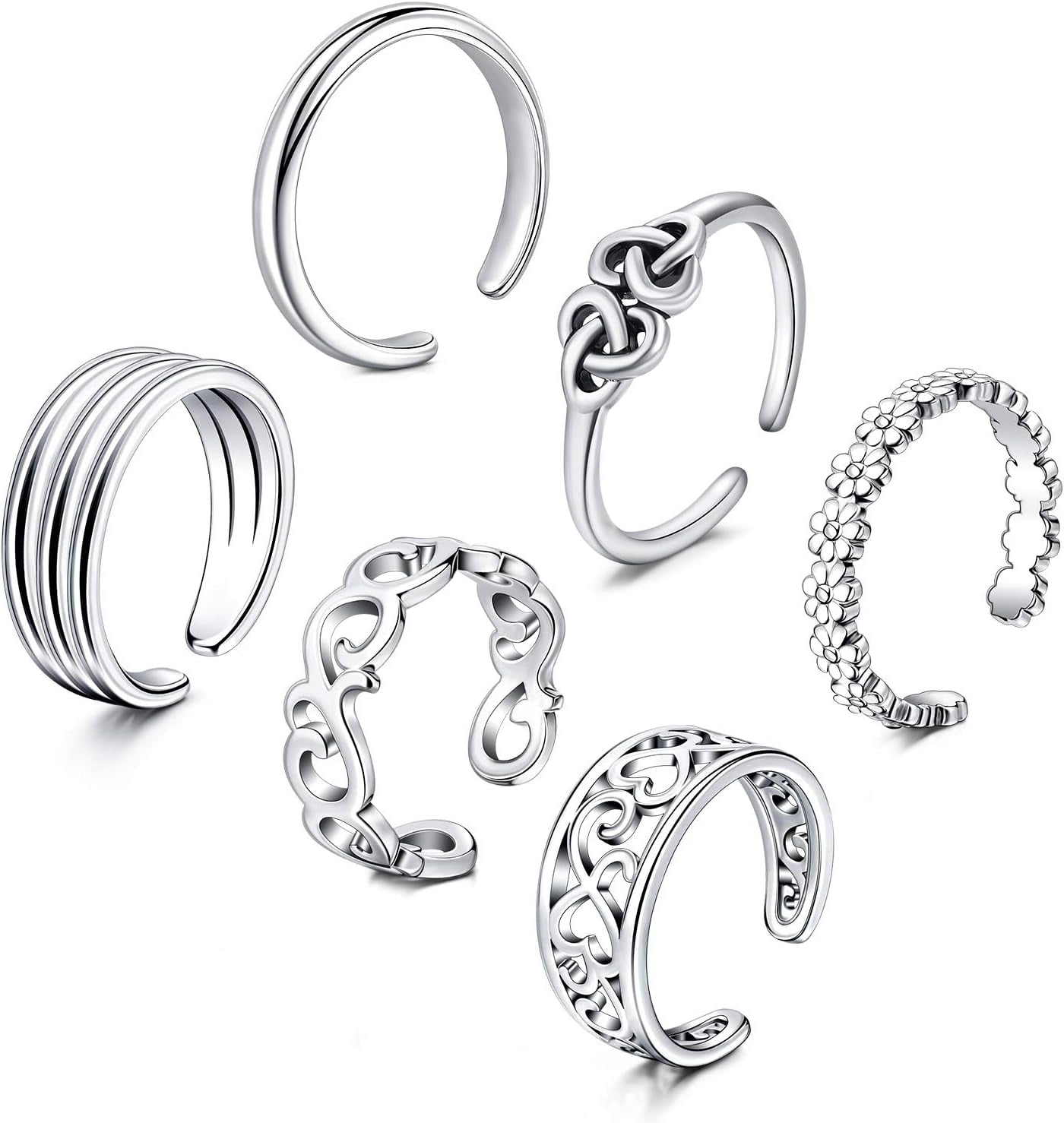 Toe Rings for Women Various Types Open Band Ring Cute Foot Jewelry Set ...
