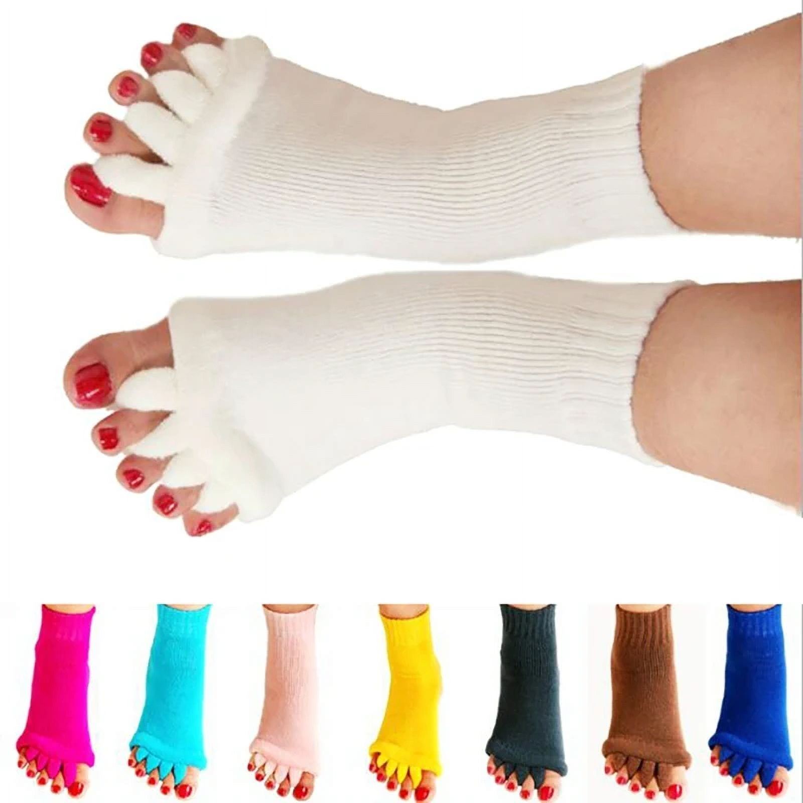 Toe Separator Socks Yoga Sports Gym Health Massage Foot Alignment Socks ...