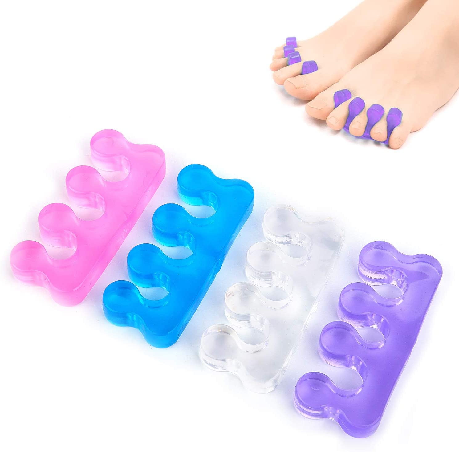 Toe Separators, 8 Pcs Silicone Yoga Pedicure Toe Separators Spacers ...