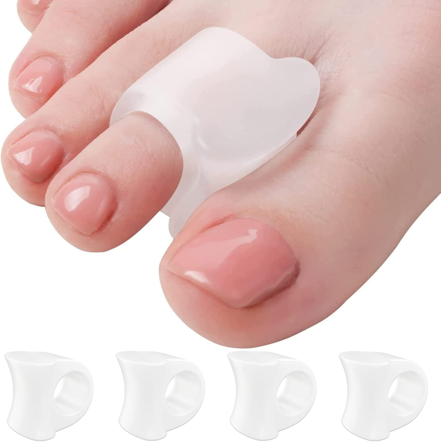 Toe Separators Hammer Toe Straightener - 4-Pack Big Toe Spacers Clear ...
