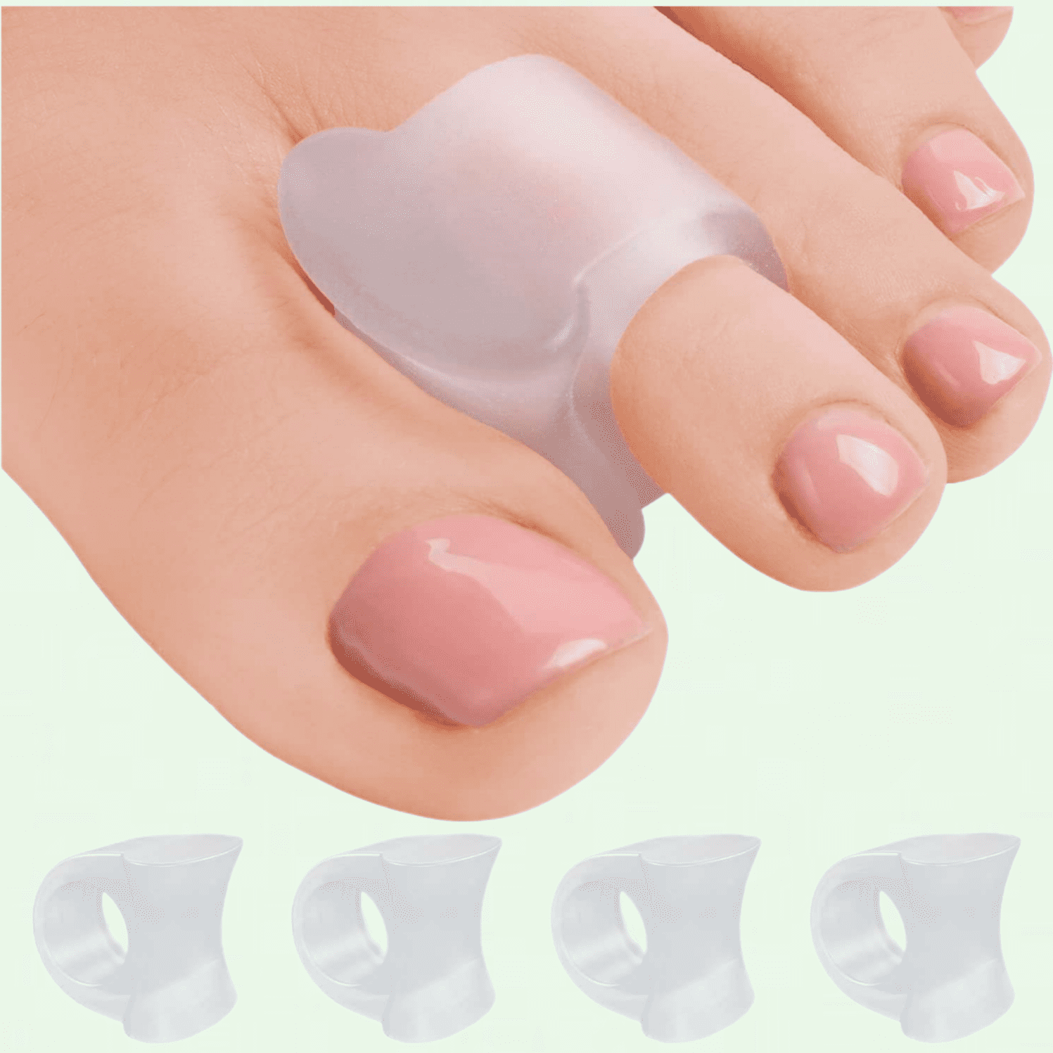 Toe Separators Hammer Toe Straightener - 4-Pack Clear Gel Spacers - Correct Crooked Toes ...