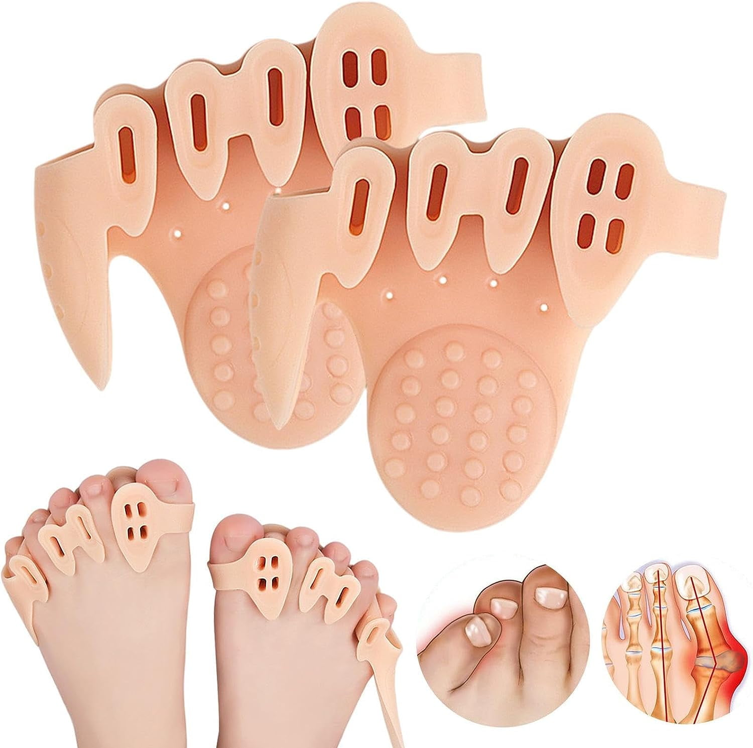 Toe Separators for Women | 5-Hole Toe Straightener Foot Care Products ...