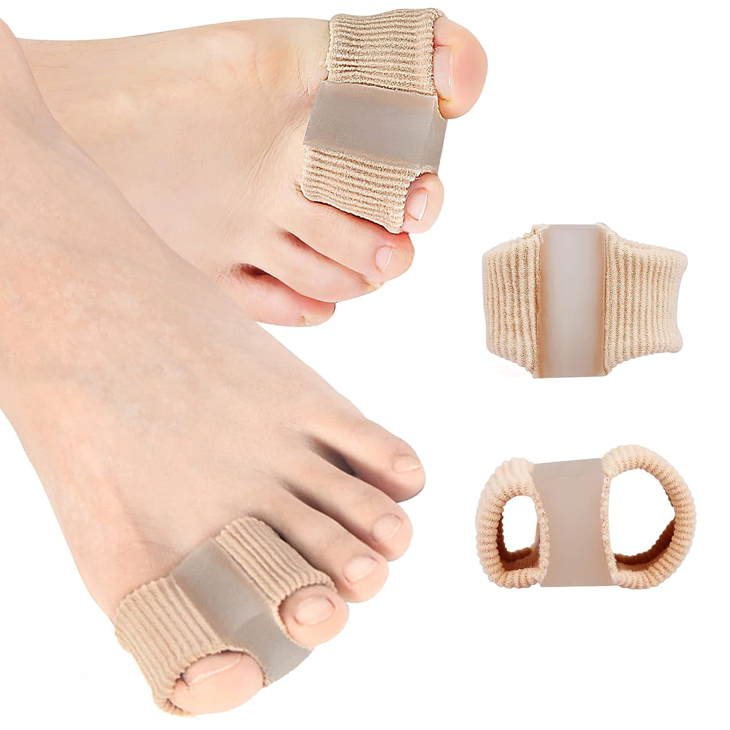 Toe Spacers with 2 Loops, 1 Pair Gel Toe Separators Bunion Corrector ...