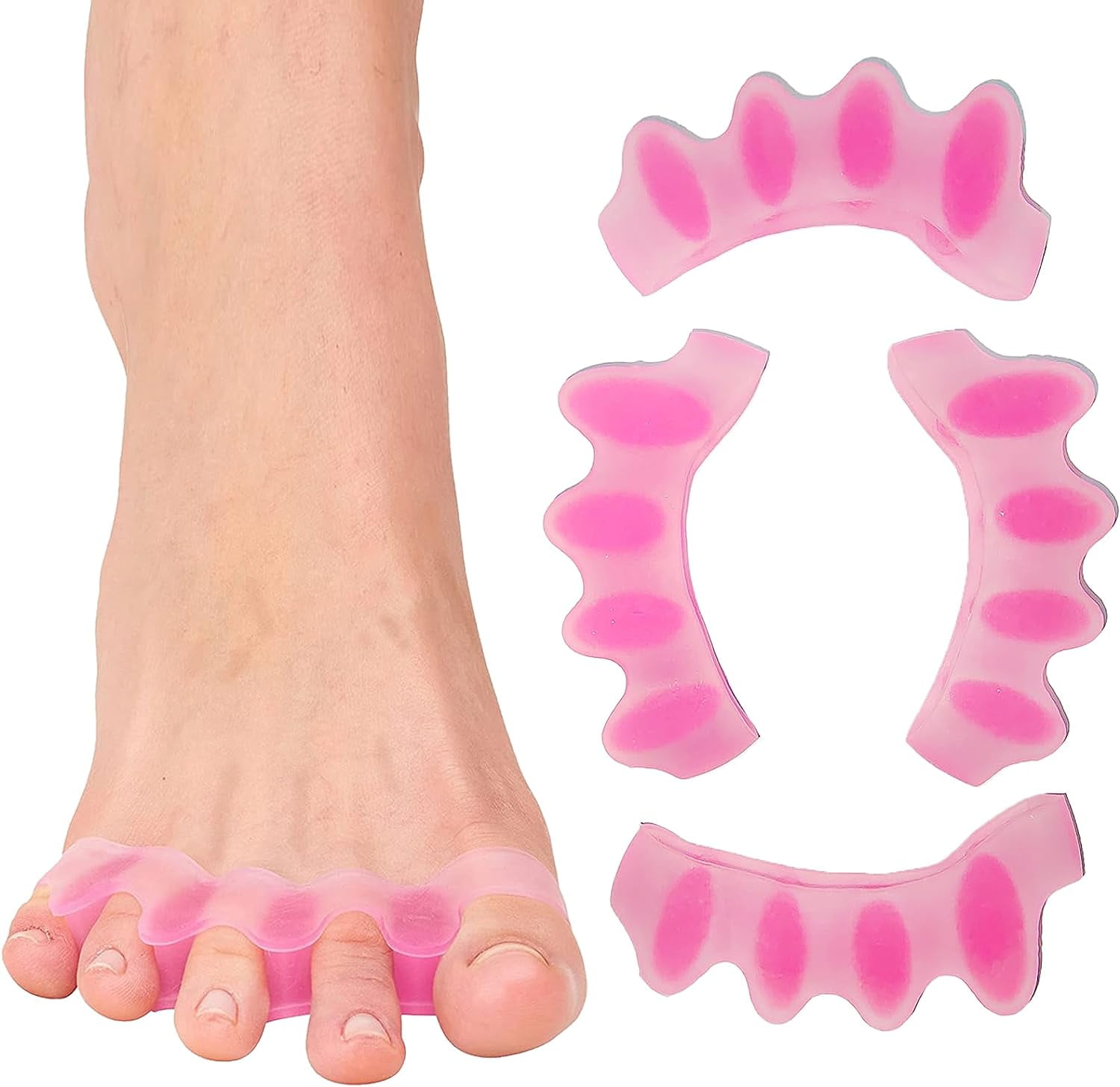 Toe Spacers(2 Pair), Gel Toe Separators to Correct Toes, Bunion ...