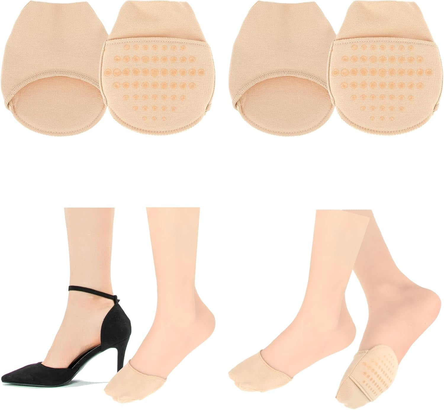 Toe Topper Socks, 3 Pairs No Show Liner Half Socks Non Slip Hidden Toe ...