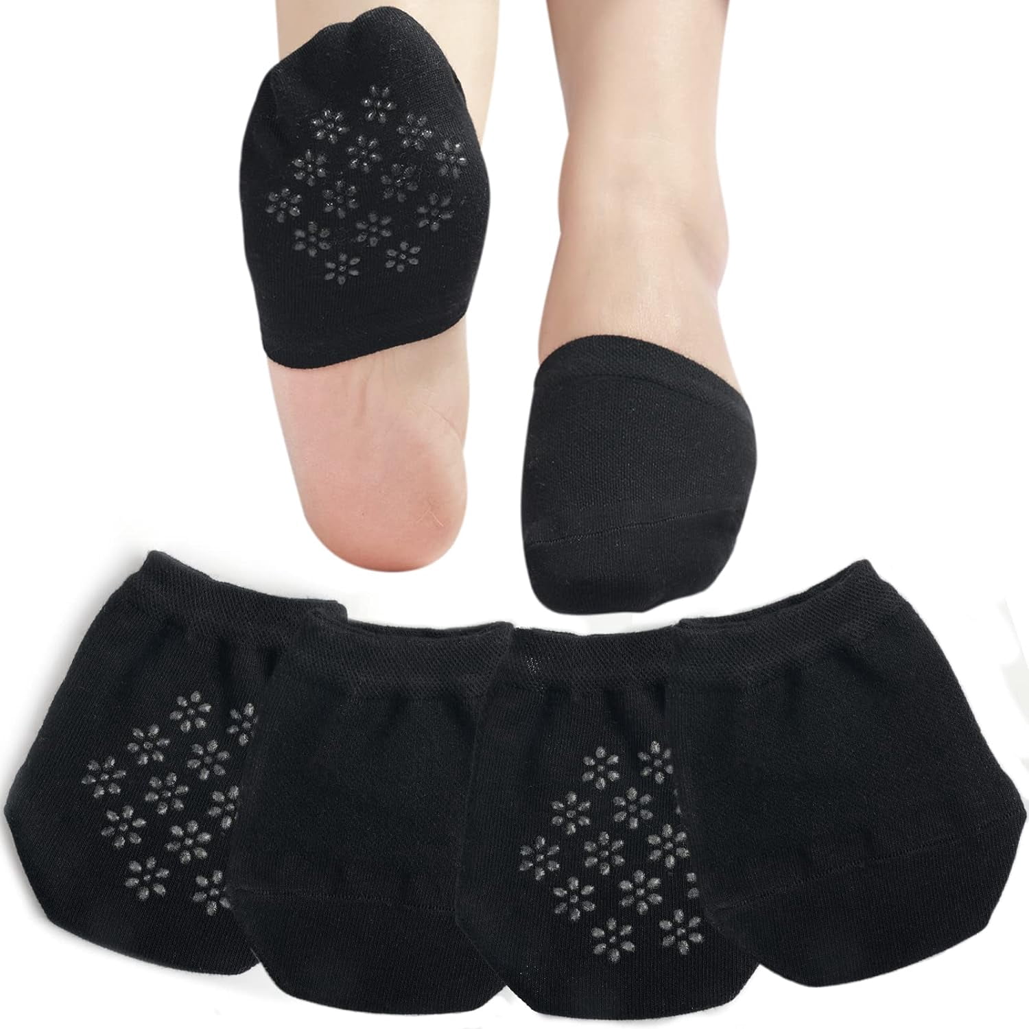 Toe Topper Socks No Show Liner Half Socks for Women Seamless Grip Non ...